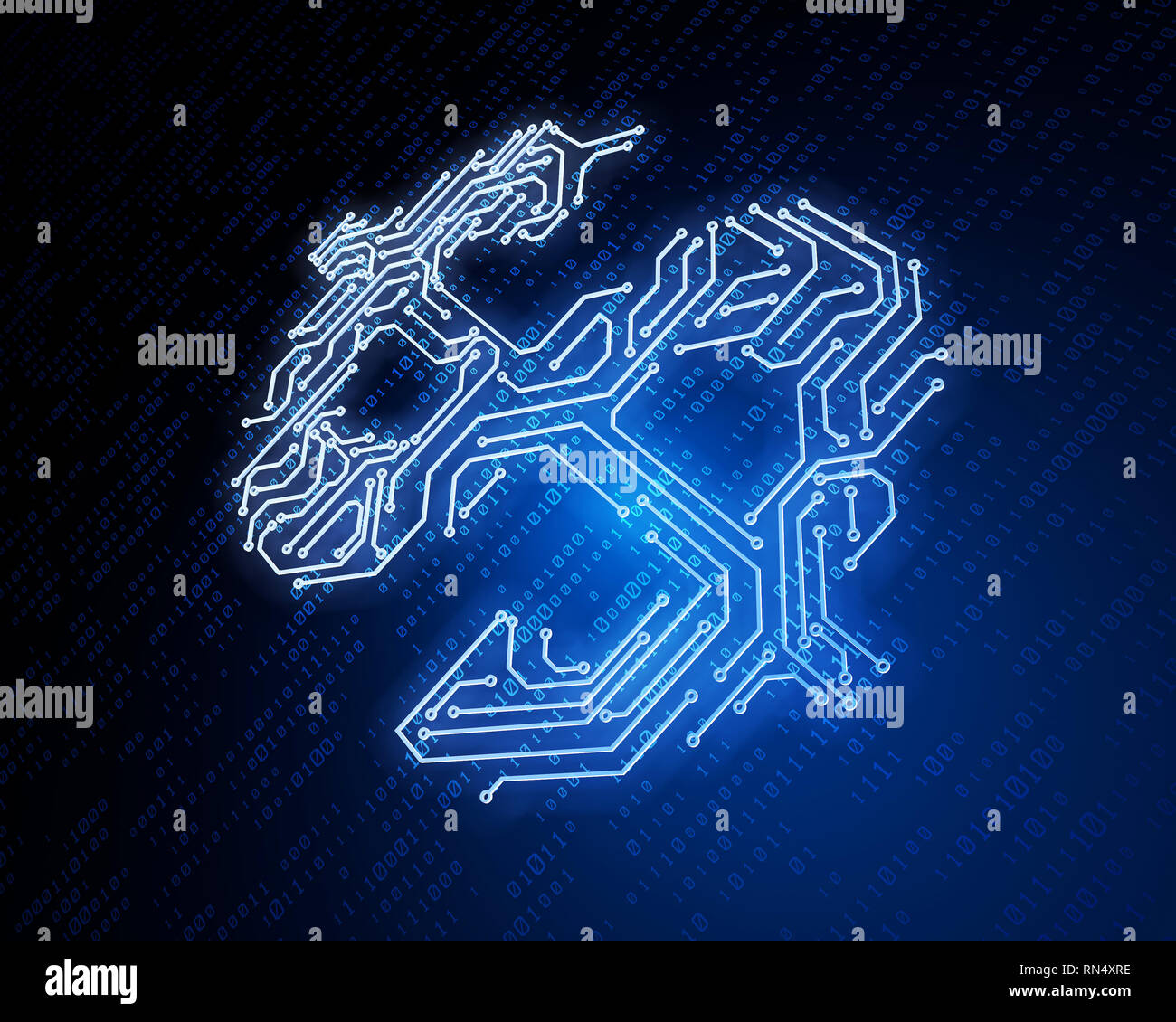 Electronic financial technology, dollar sign, network data transmission ...