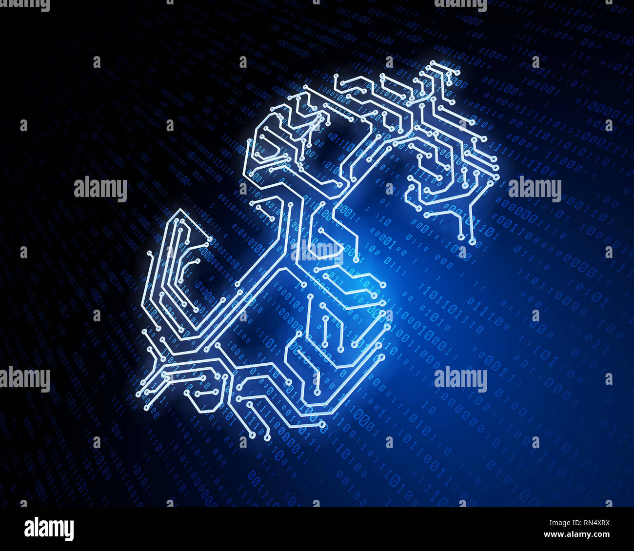Electronic financial technology, dollar sign, network data transmission ...