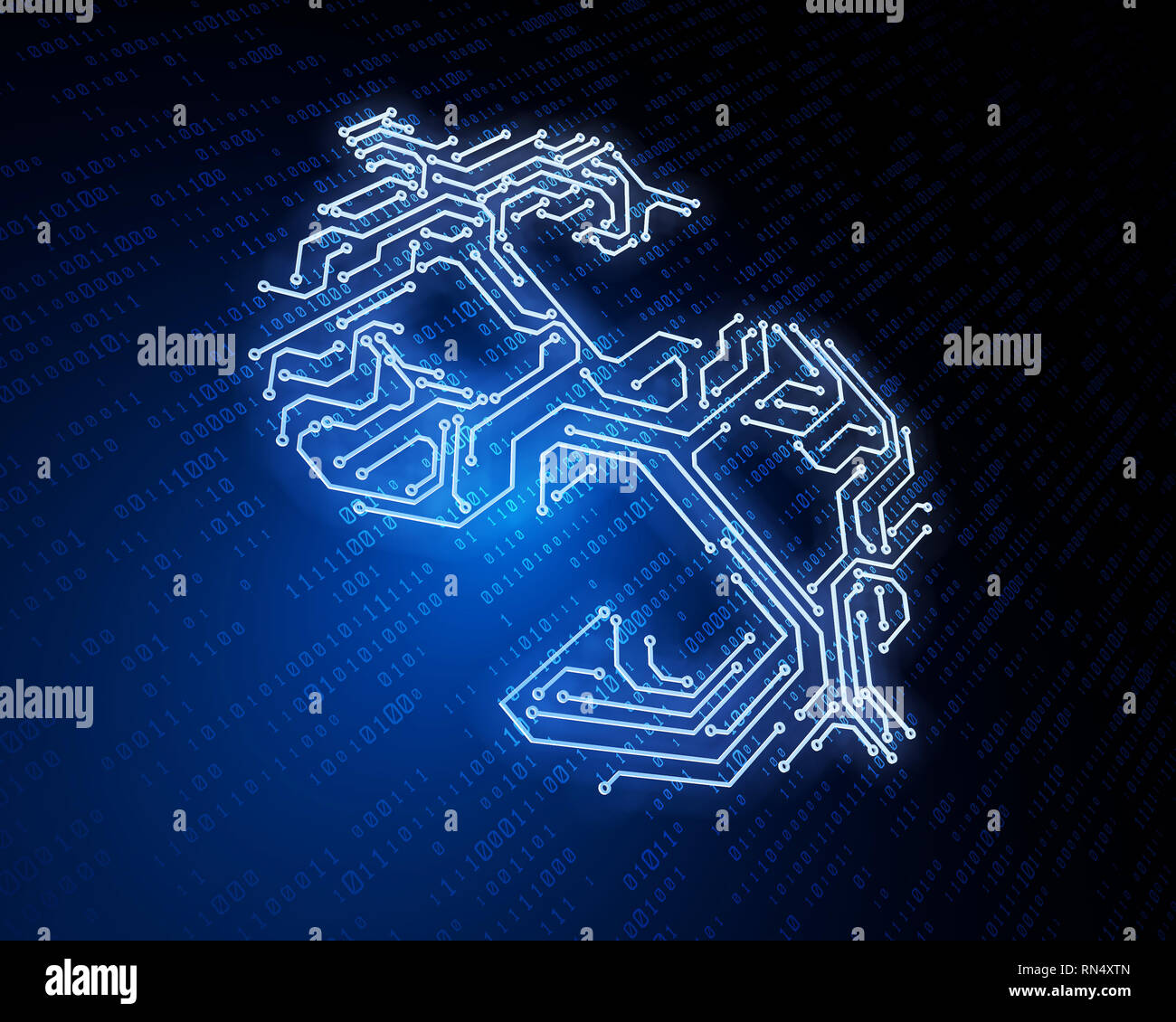 Electronic financial technology, dollar sign, network data transmission ...