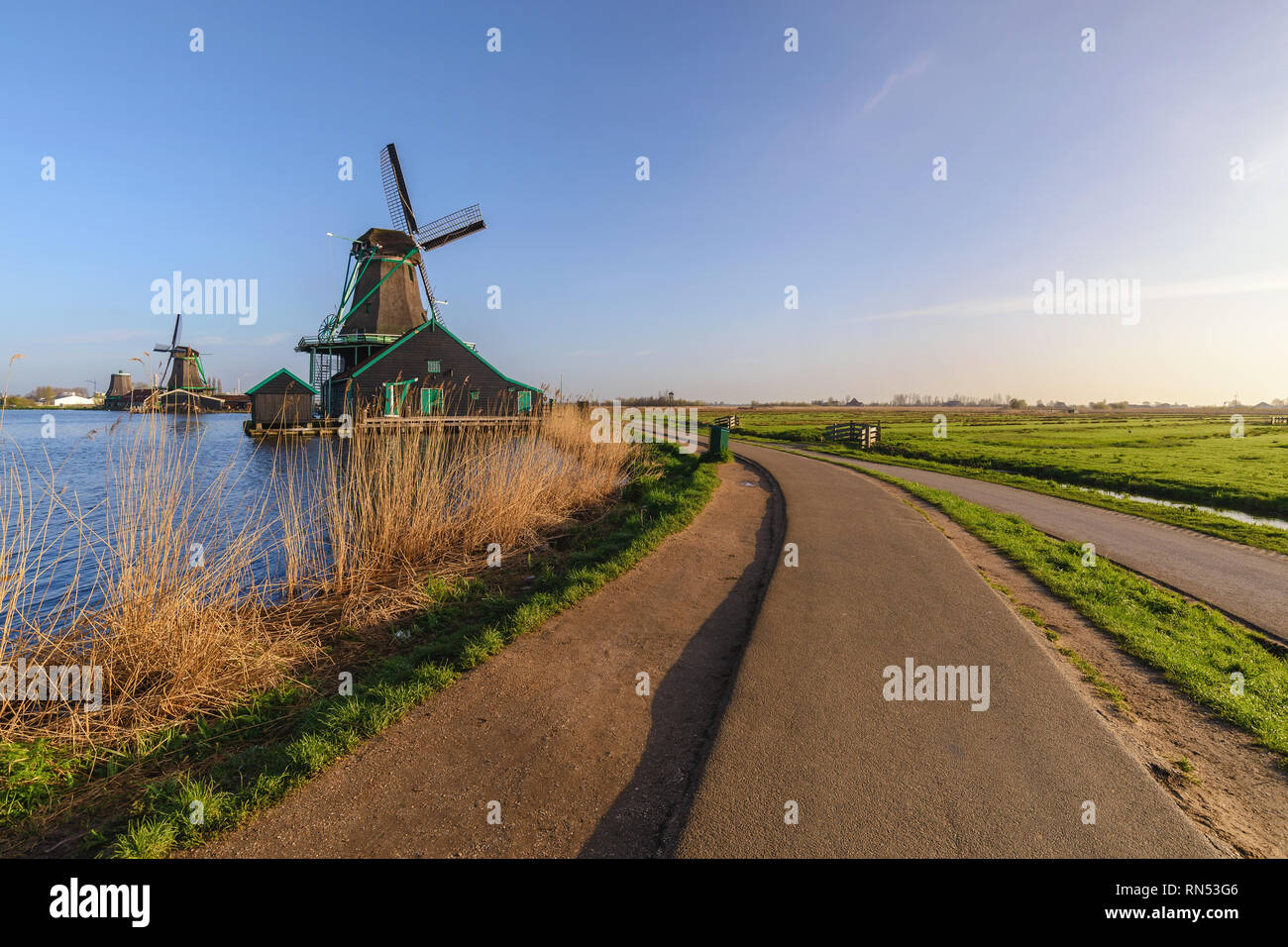 Rotterdam Netherlands, Dutch Windmill at Kinderdijk Village Stock Photo ...