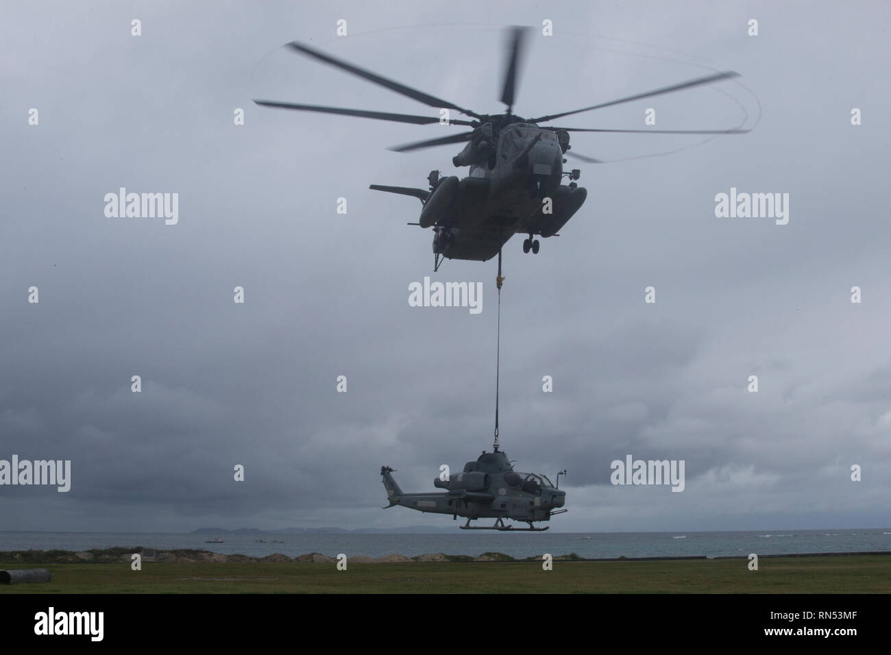 A CH-53E Super Stallion aircraft with Marine Heavy Helicopter Squadron ...