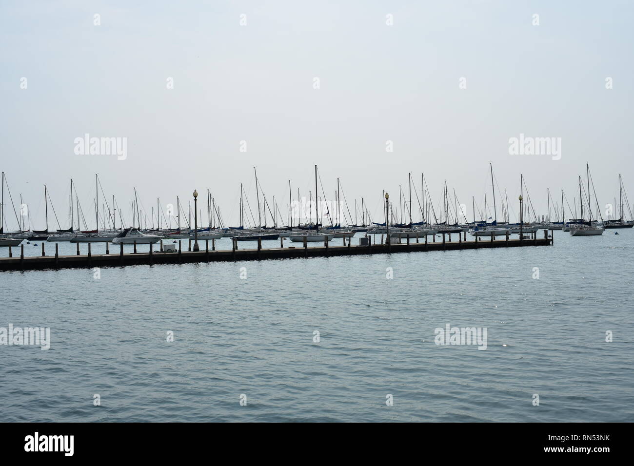 Sailboats docked in marina on Lake Michigan in Chicago, Illinois Stock ...