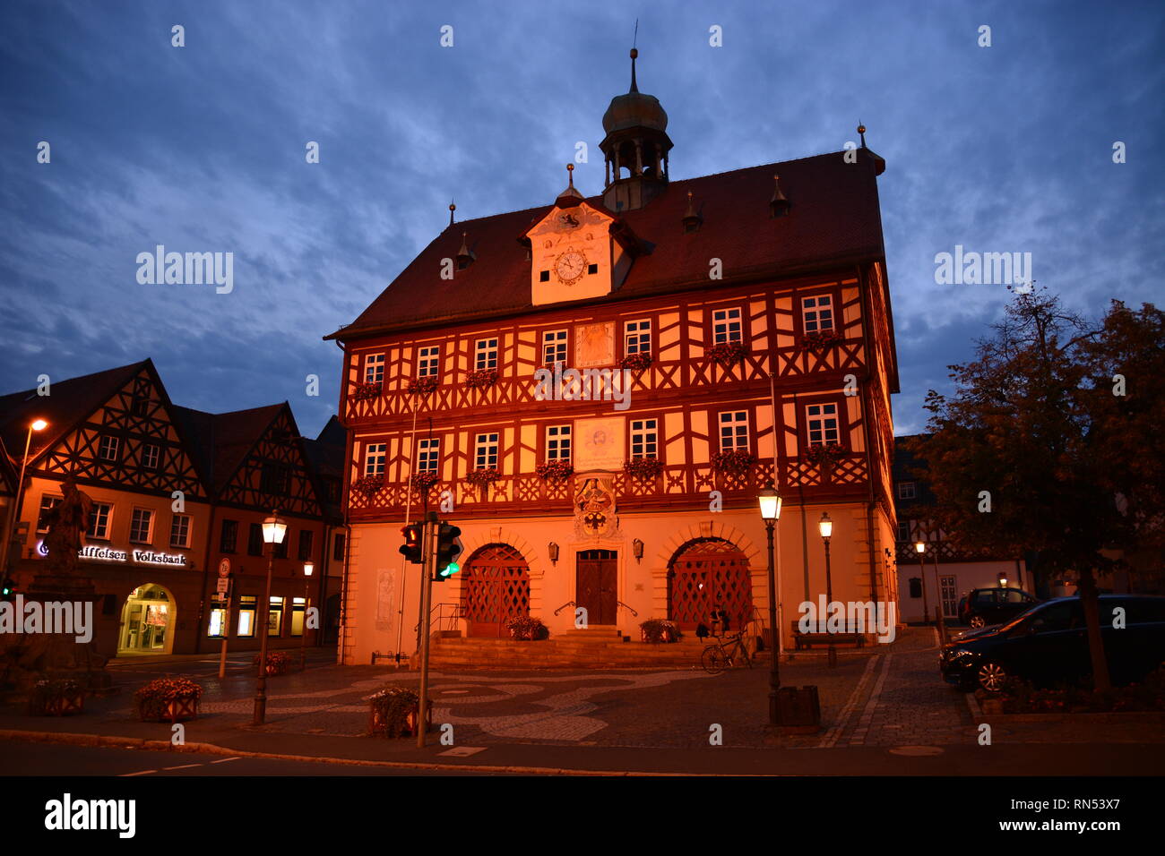 View in the town of Bad Staffelstein, Bavaria, region Upper Franconia ...
