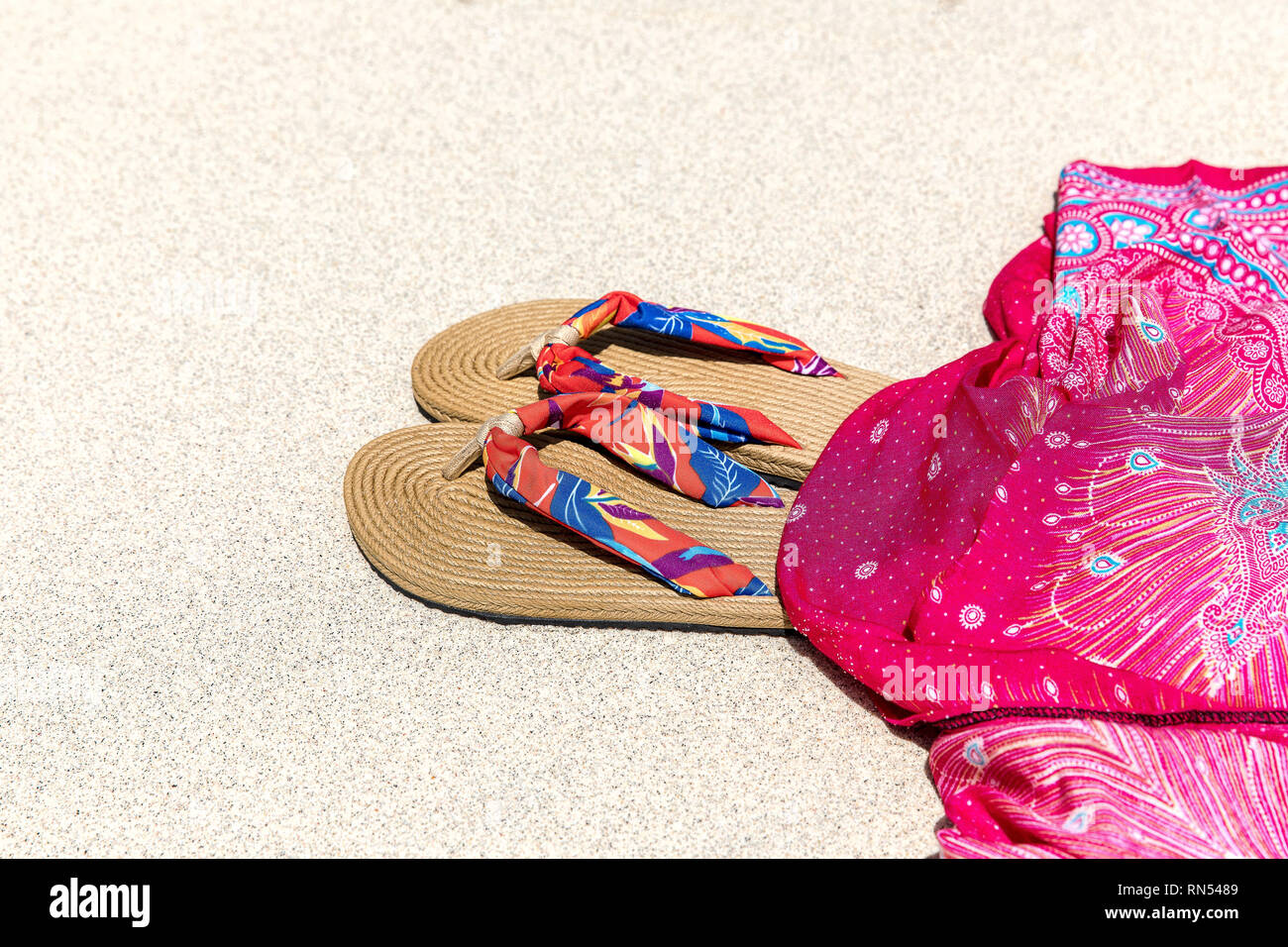 background sand background summer slippers and Magic Coral Color Pareo ...