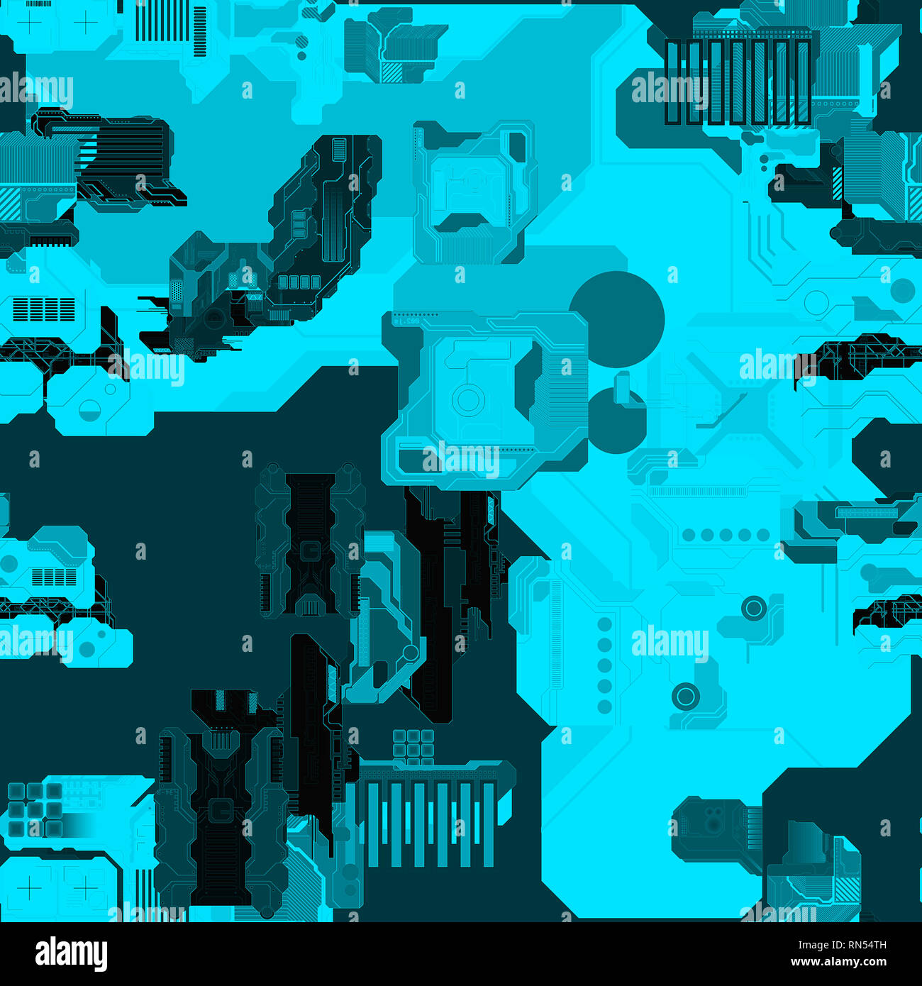 Abstract motherboard, computer seamless texture in blue color Stock ...