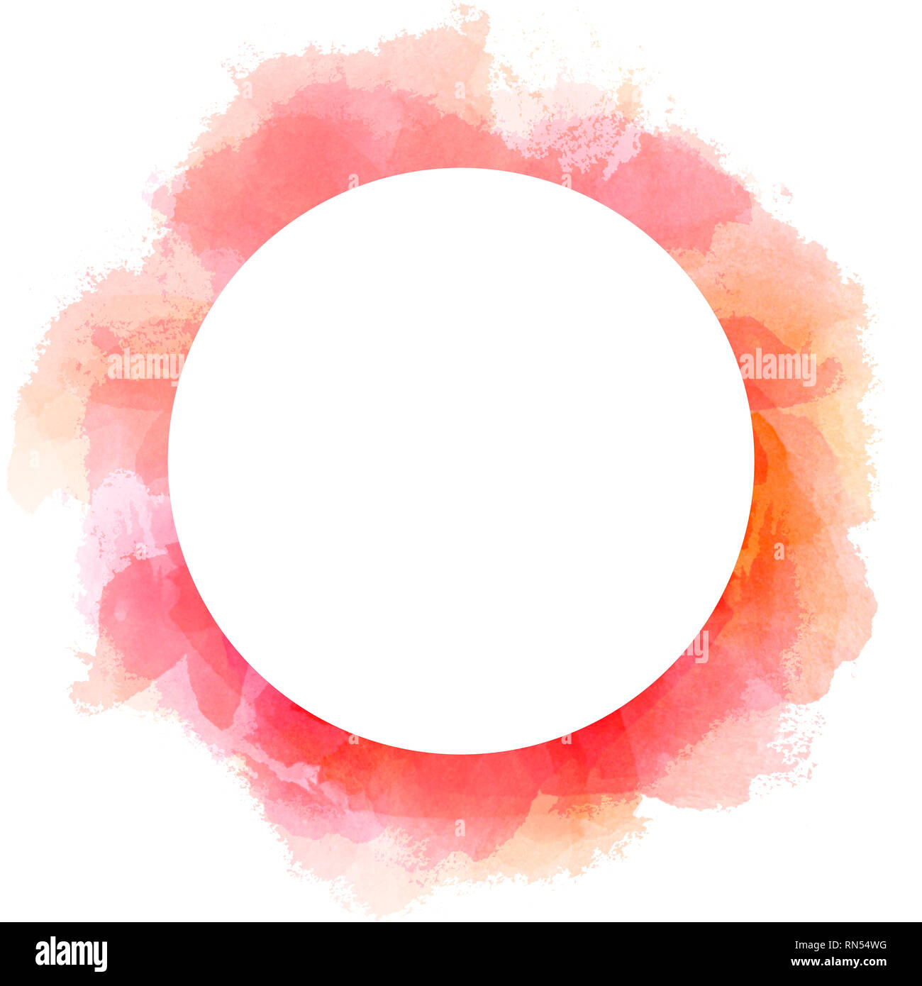 Abstract watercolor circle background in red color. Brush stroke ...