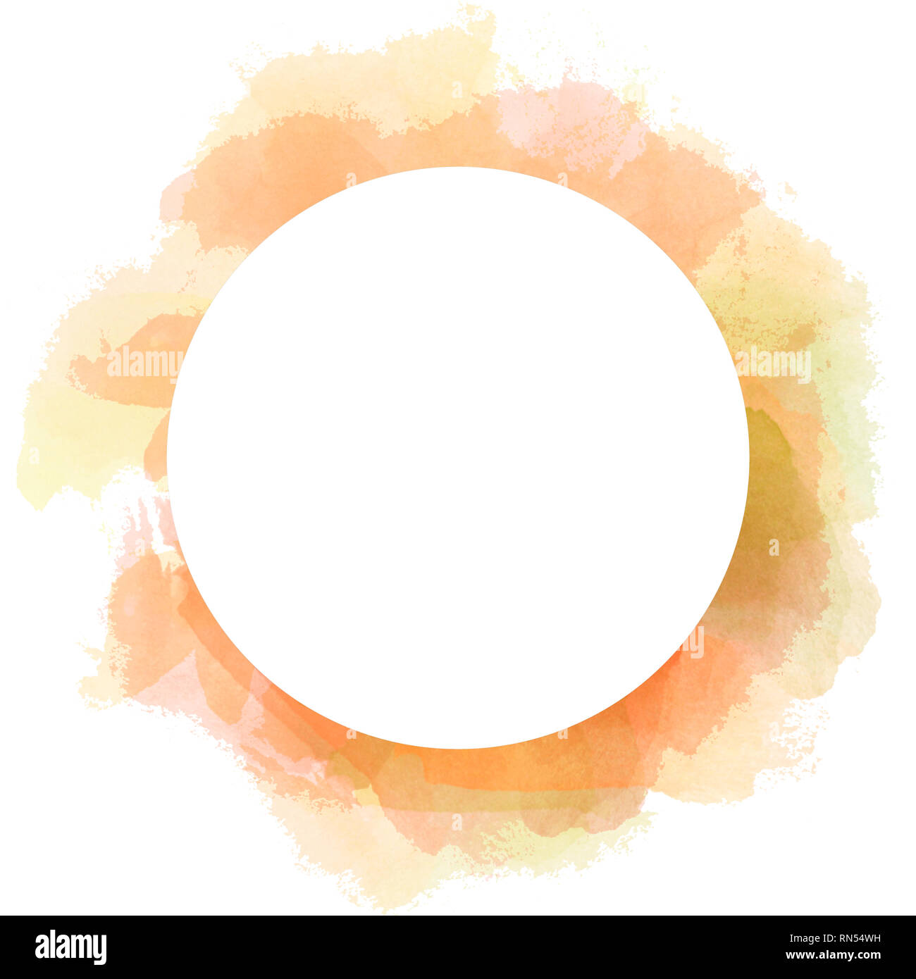 Abstract watercolor circle background in orange and red color. Brush ...