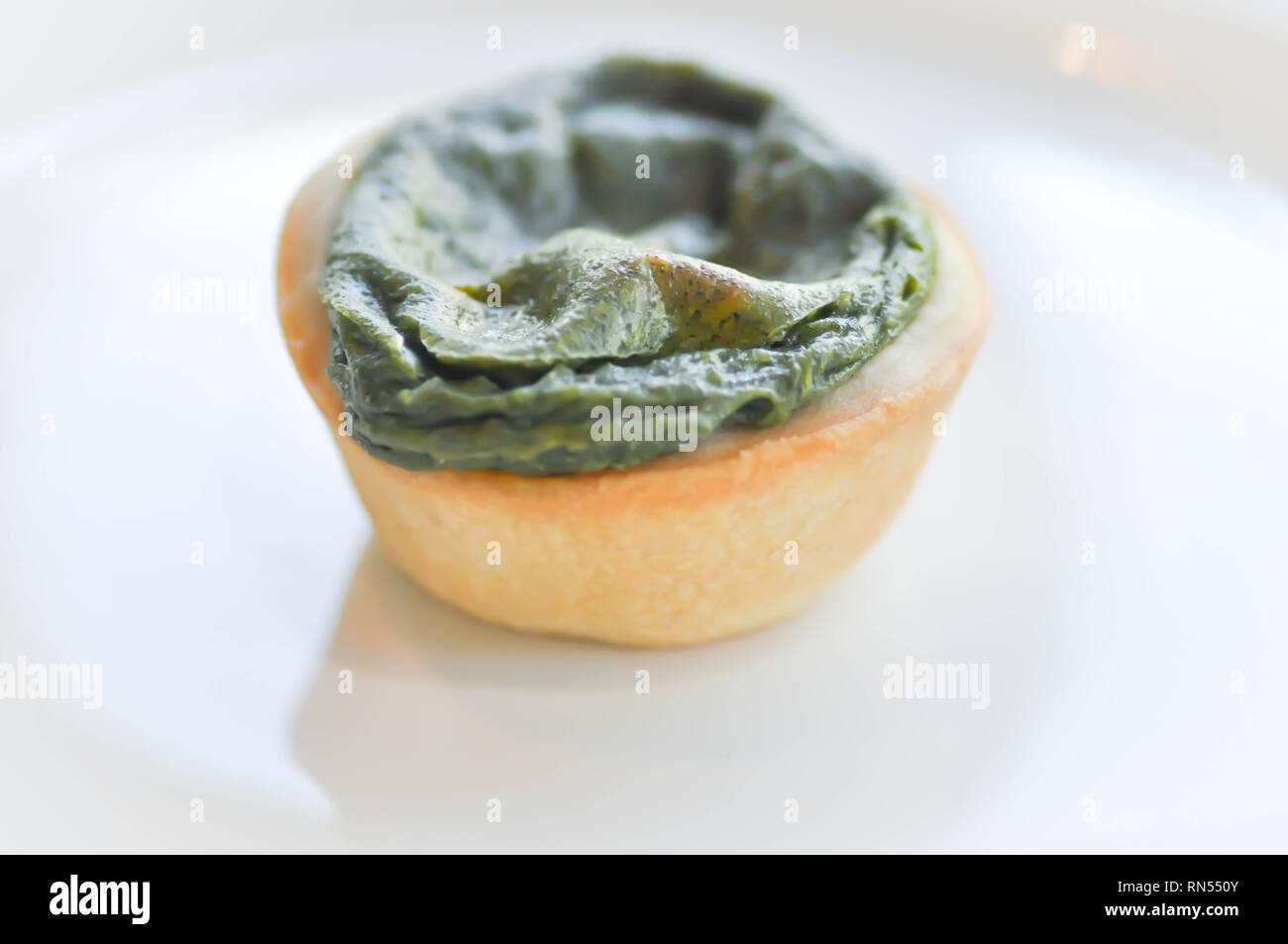green tea pie or matcha pie dish Stock Photo - Alamy