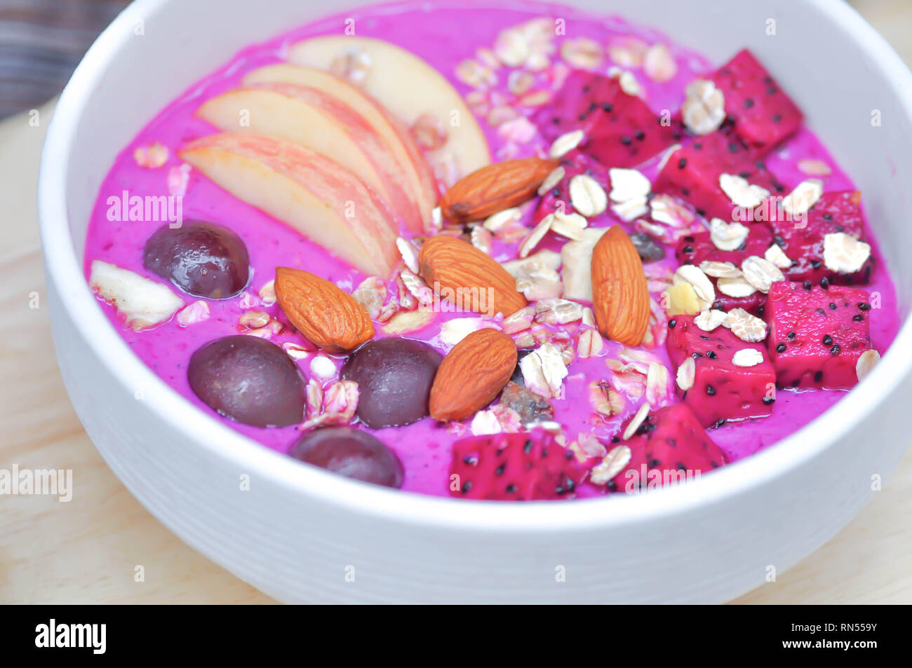 blended dragon fruit and yogurt or blended fruit or smoothie Stock ...