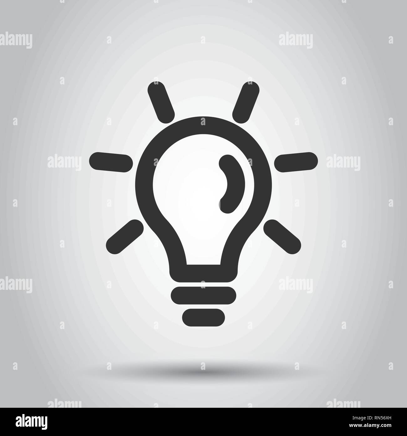 Light bulb icon in flat style. Lightbulb vector illustration on white background. Lamp idea ...