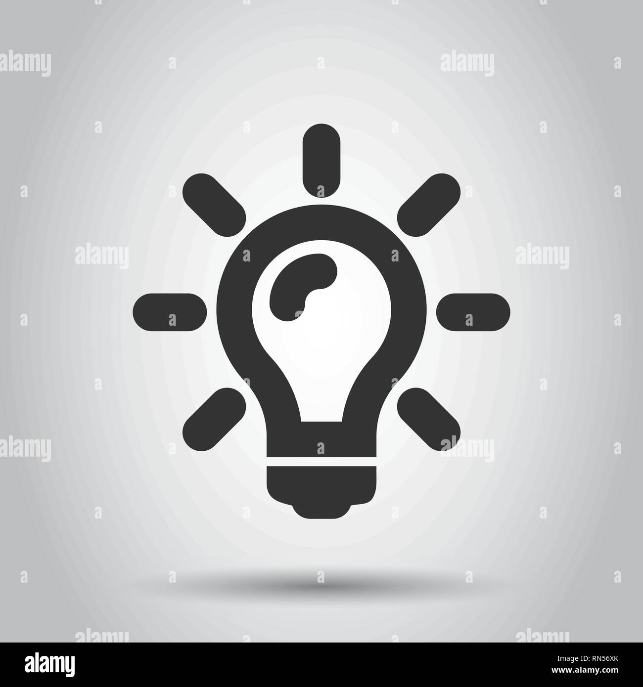 Light bulb icon in flat style. Lightbulb vector illustration on white background. Lamp idea ...