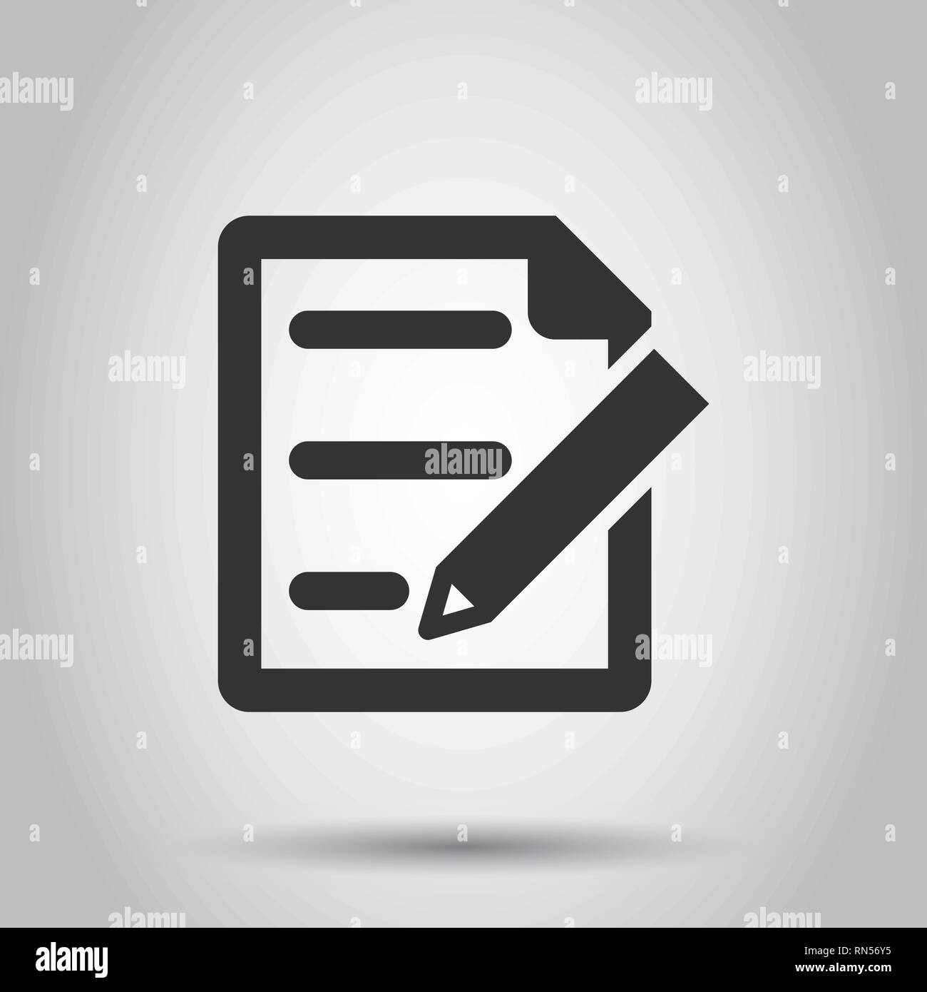 Document note icon in flat style. Paper sheet vector illustration on ...