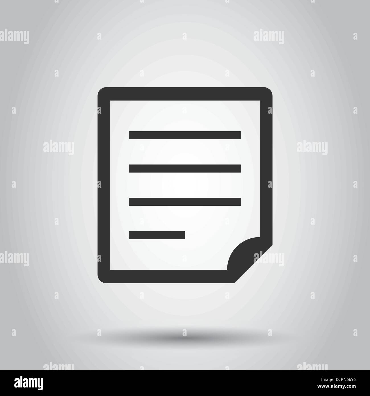 Document note icon in flat style. Paper sheet vector illustration on ...