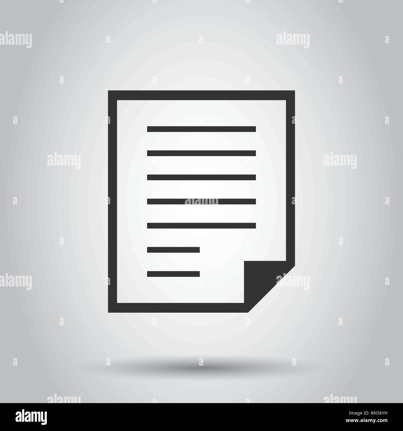Document note icon in flat style. Paper sheet vector illustration on ...