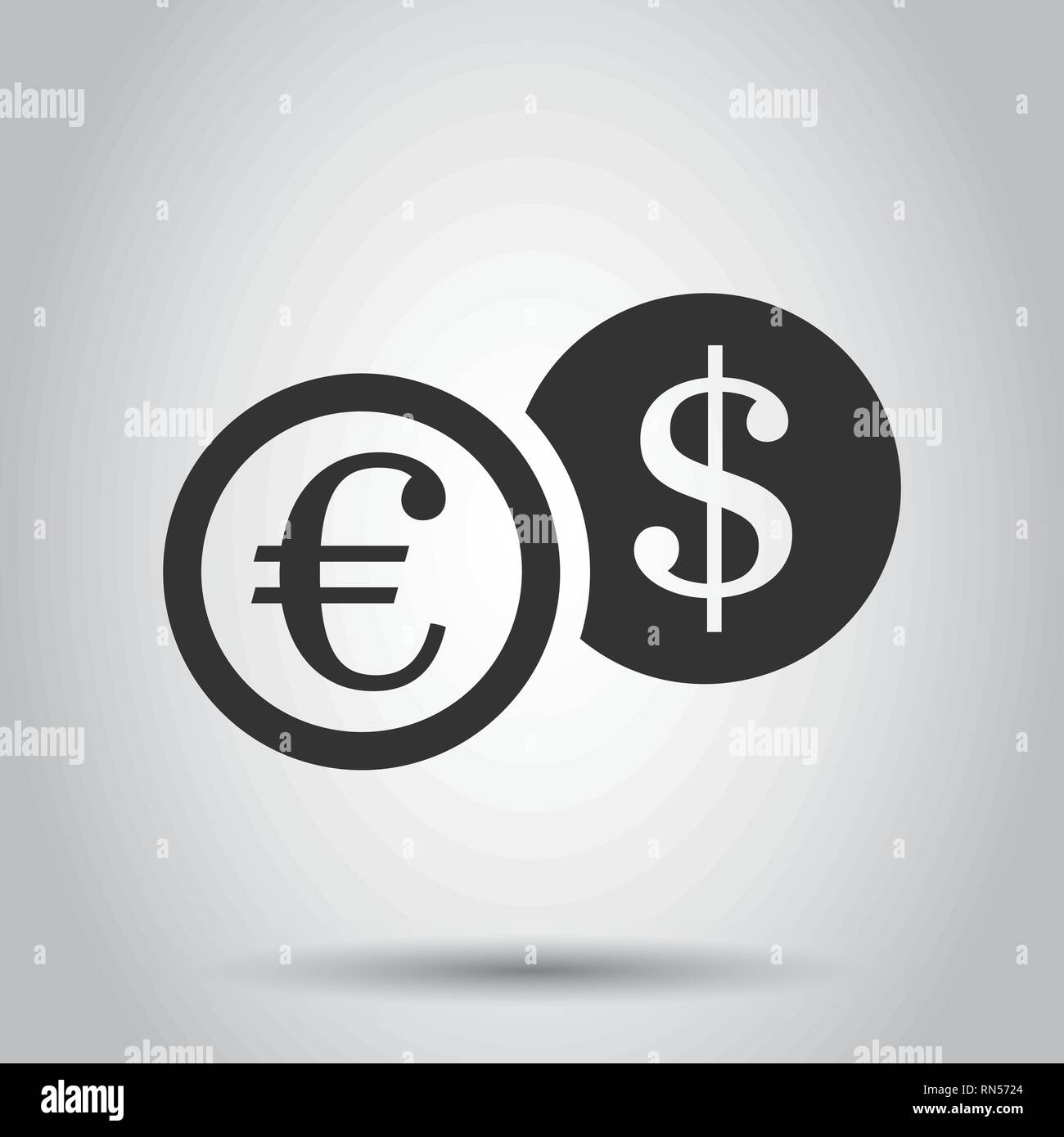Coins stack icon in flat style. Dollar, euro coin vector illustration ...