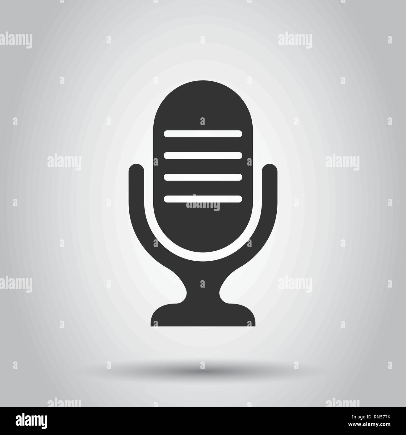Microphone icon in flat style. Mic broadcast vector illustration on ...