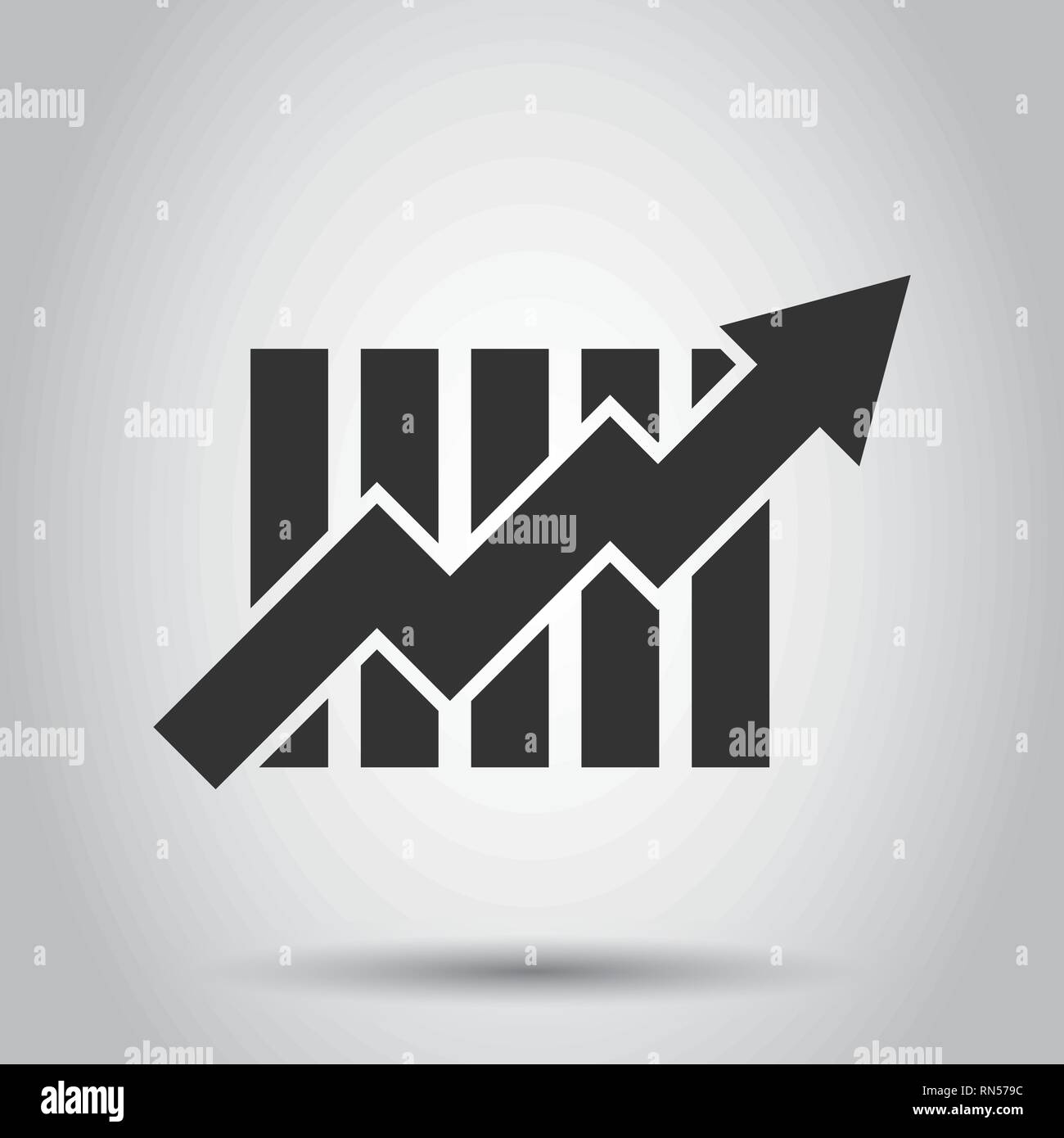 Growing bar graph icon in flat style. Increase arrow vector ...