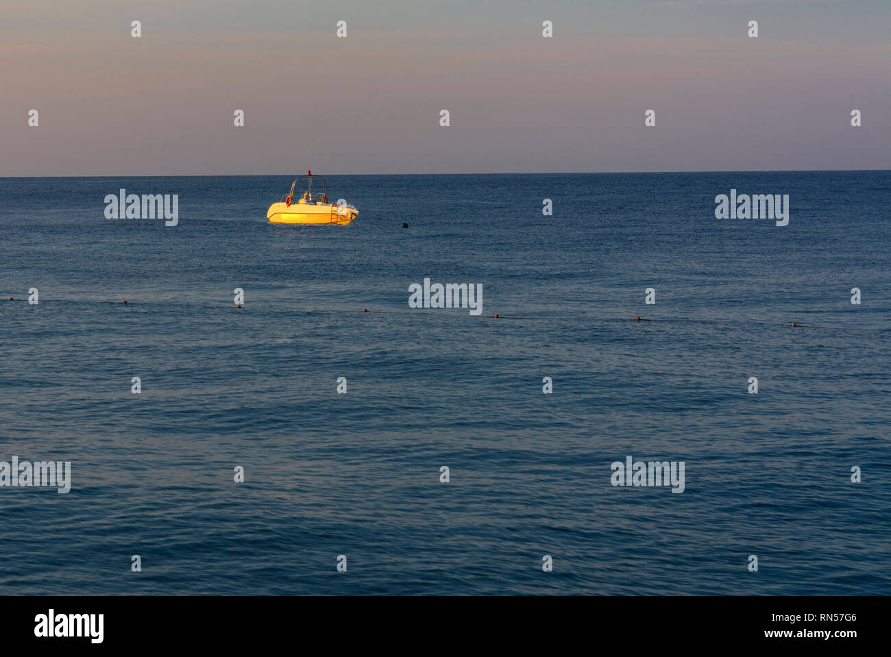 White speedboat on the background of the coast and blue sky. Photos of ...