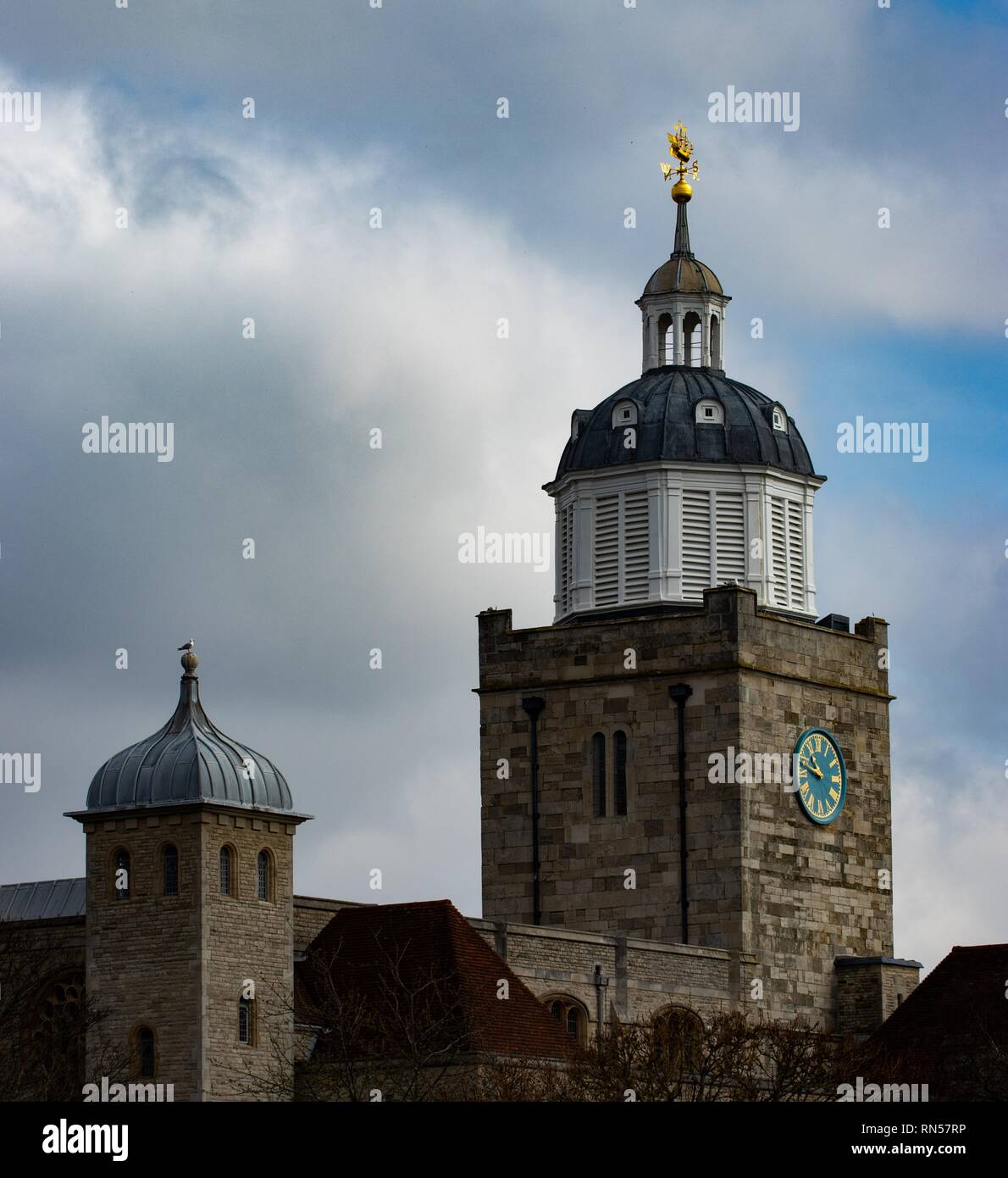 Portsmouth cathedral clock tower Stock Photo - Alamy