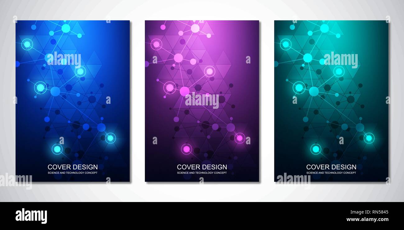 Vector template for cover or brochure, with molecules background and ...