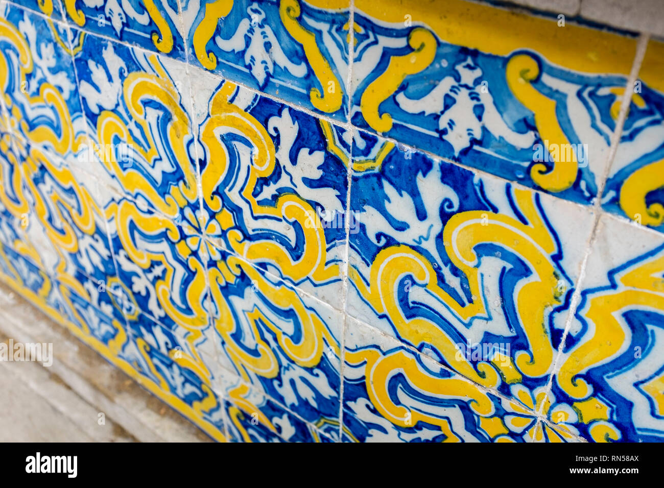 Traditional hand-painted azulejo tiles in Sintra, Portugal Stock Photo ...