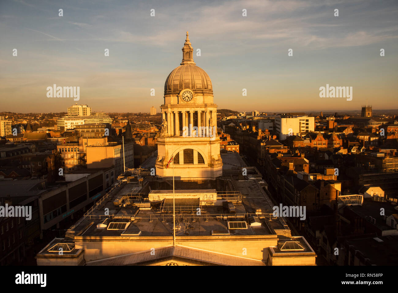 Aerial view of the Council House and Nottingham City, Nottinghamshire ...