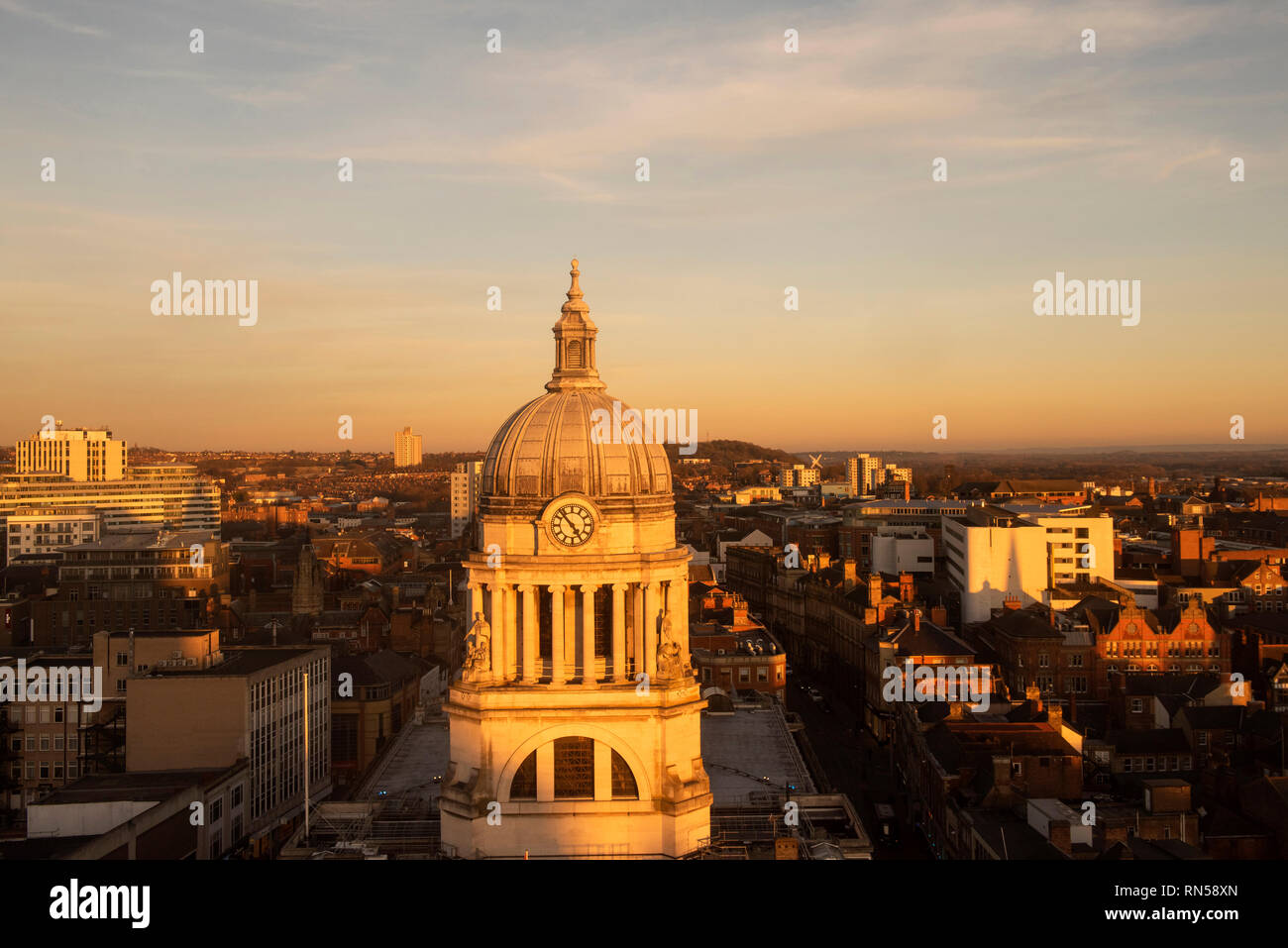 Aerial view of the Council House and Nottingham City, Nottinghamshire ...