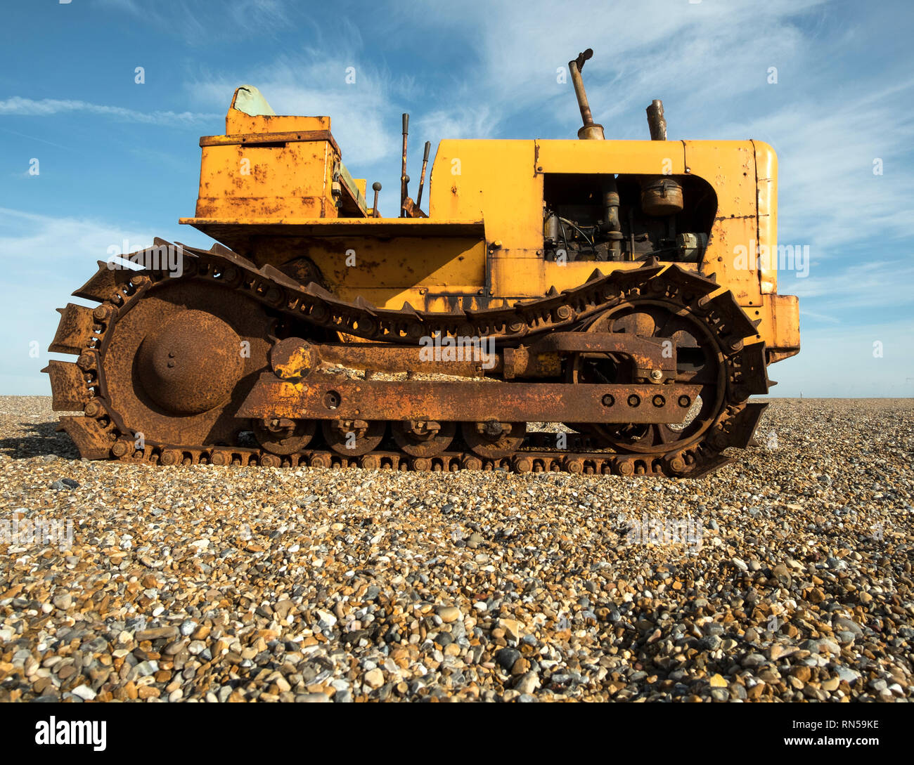 Tracked prime mover vehicle on a pebble beach Stock Photo - Alamy