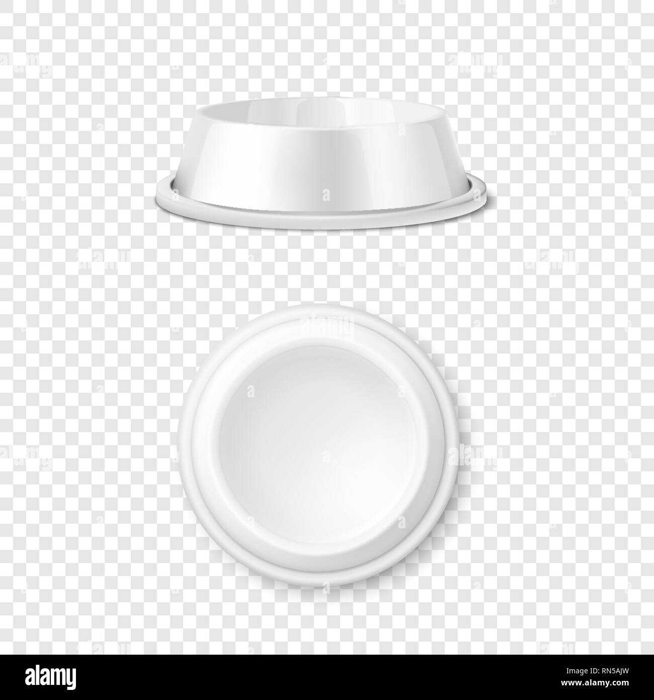 Vector Realistic White Blank Plastic or Metal Pet Bowl Icon Set, Mock ...