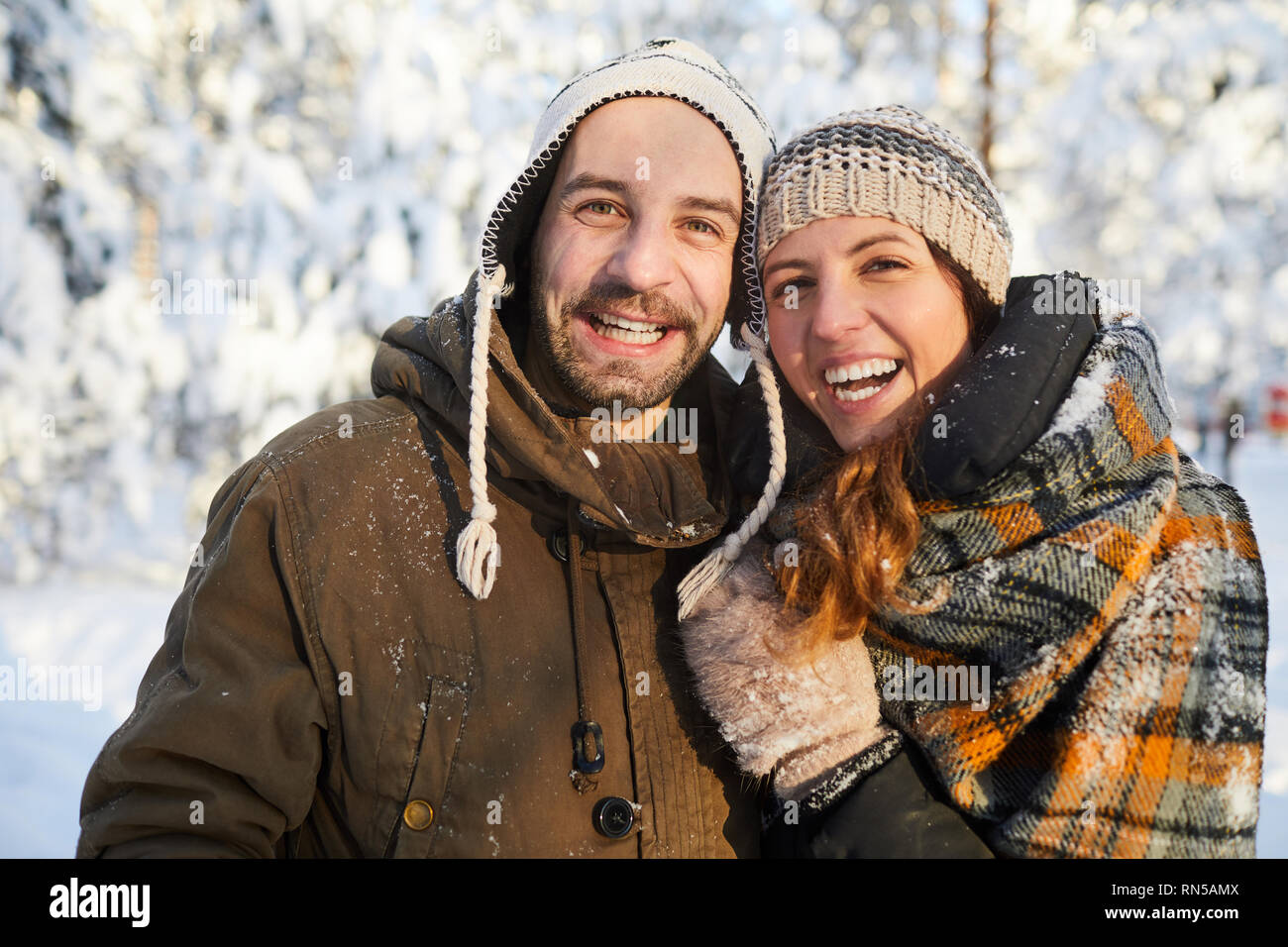 Loving Couple Enjoying Winter Stock Photo - Alamy