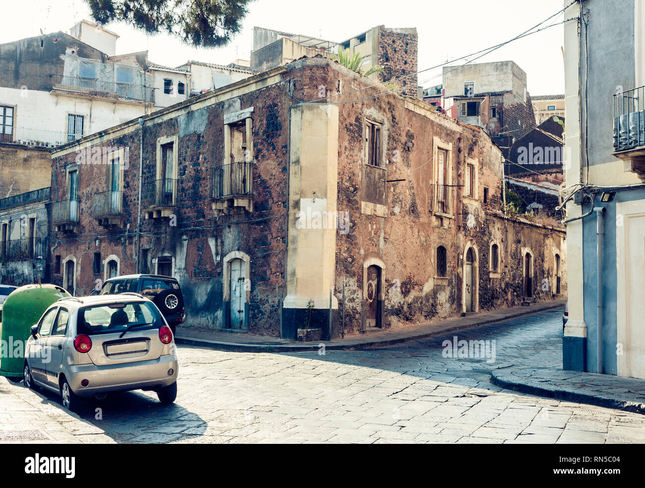 Beautiful cityscape of Italy, historical street of Catania, Sicily ...