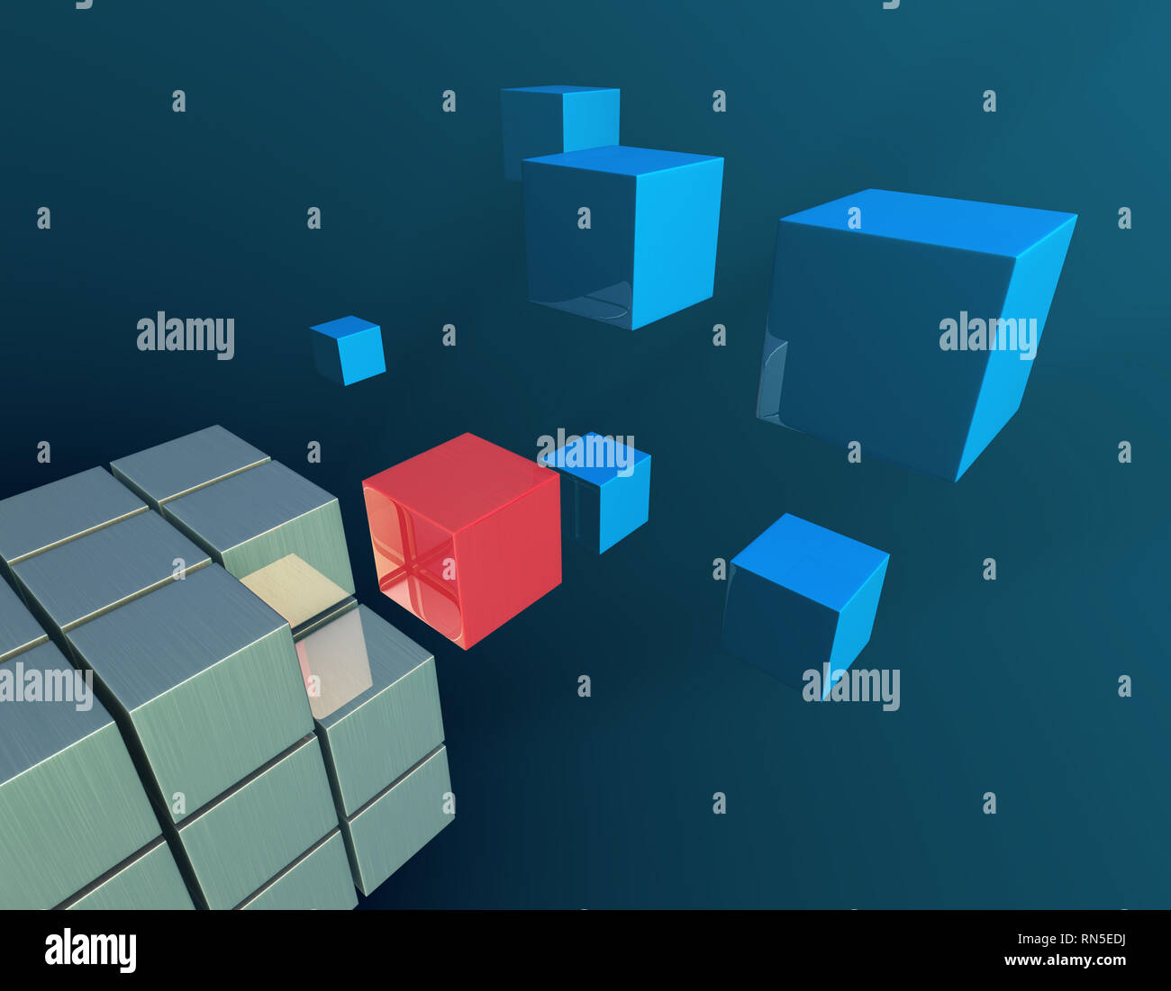 Cube intelligent technology, core elements, network programs and data Stock Photo - Alamy
