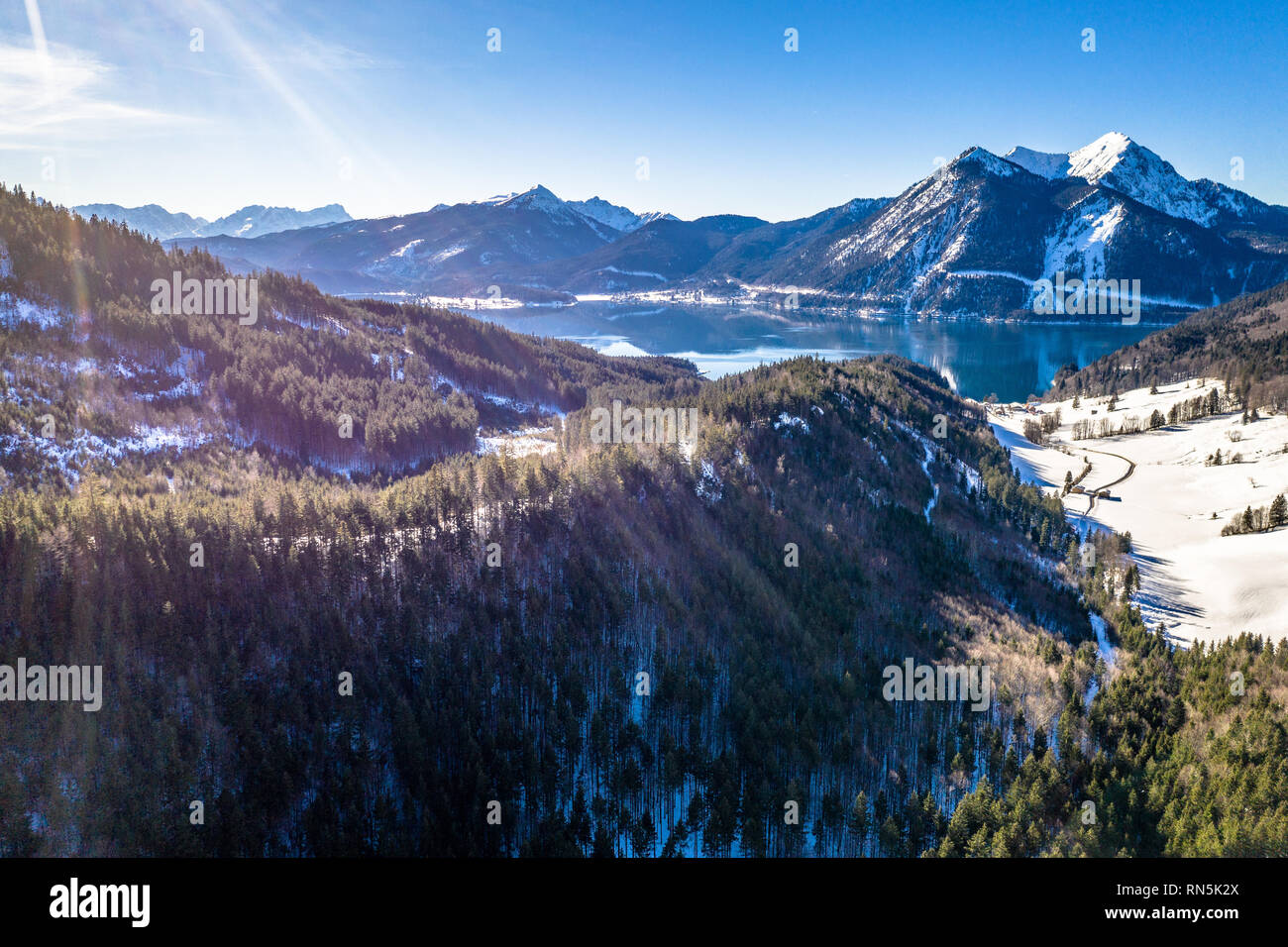Island in the walchensee lake in bavaria hi-res stock photography and ...