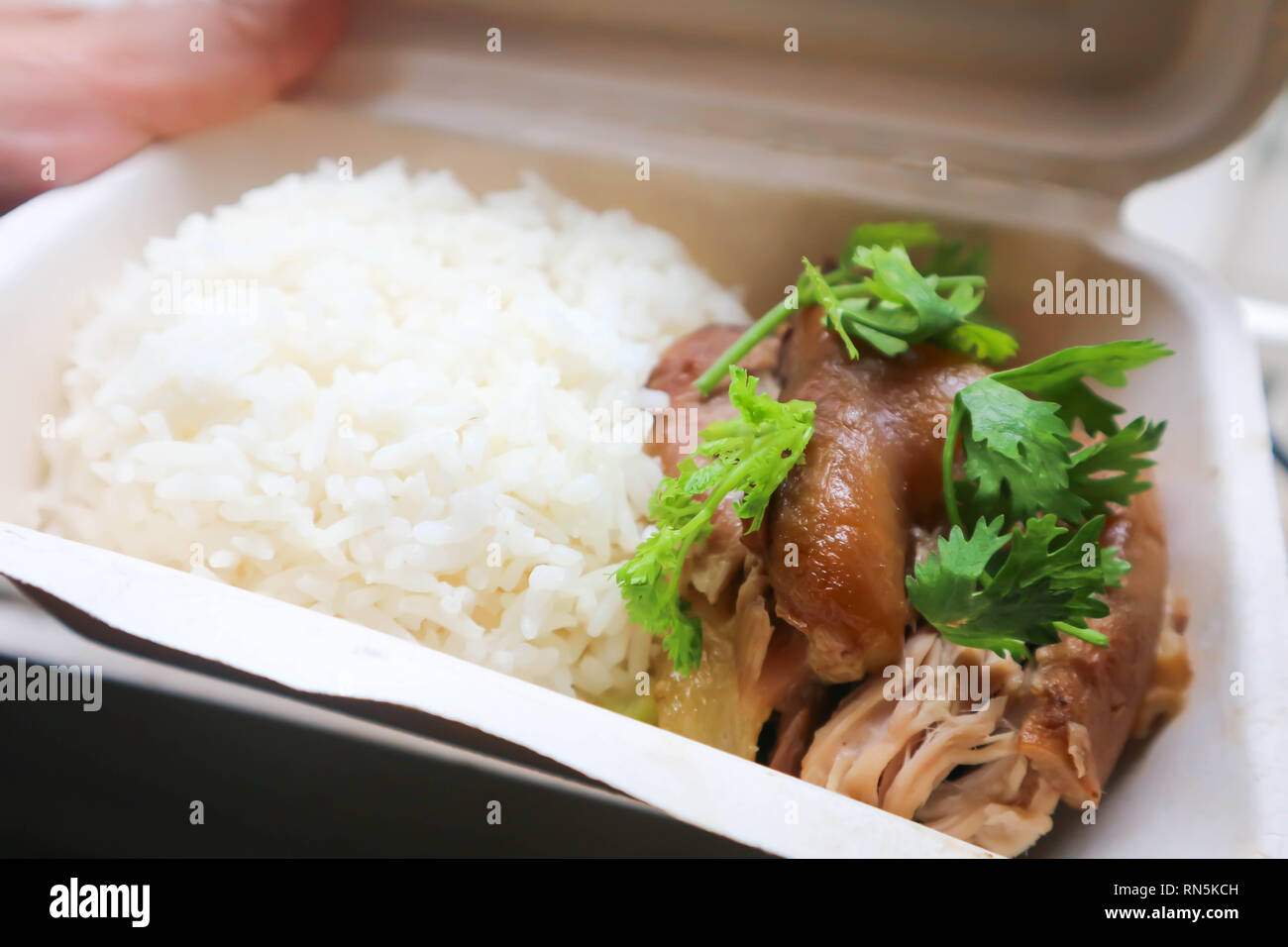 pork or fresh ham on rice in the box, Thai food Stock Photo - Alamy