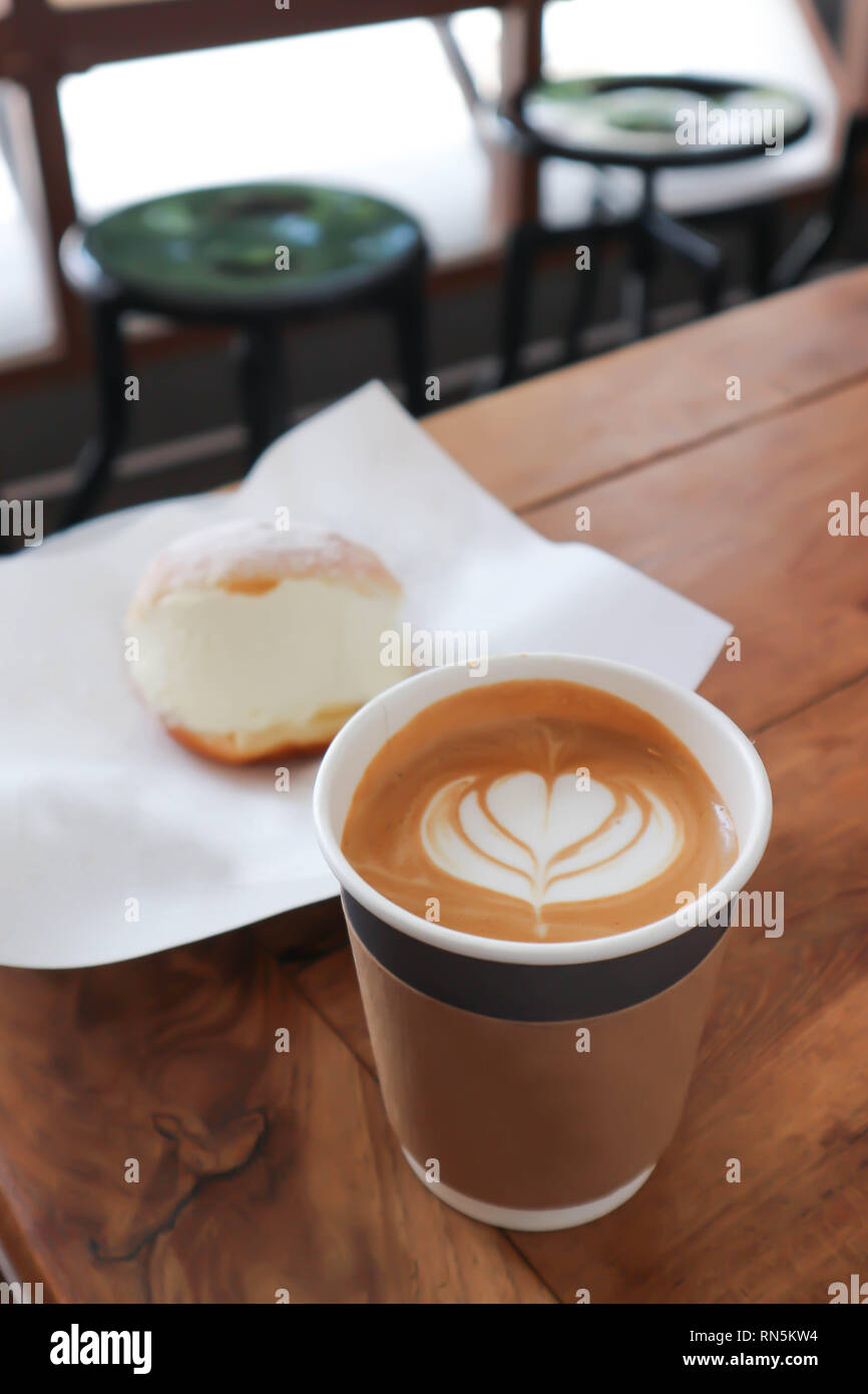 coffee or hot coffee or hot cappuccino or hot latte and donut Stock ...