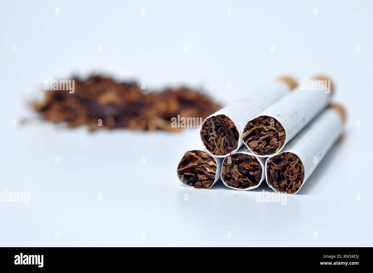 Closeup Of Cigarettes White Background Stock Photo - Alamy