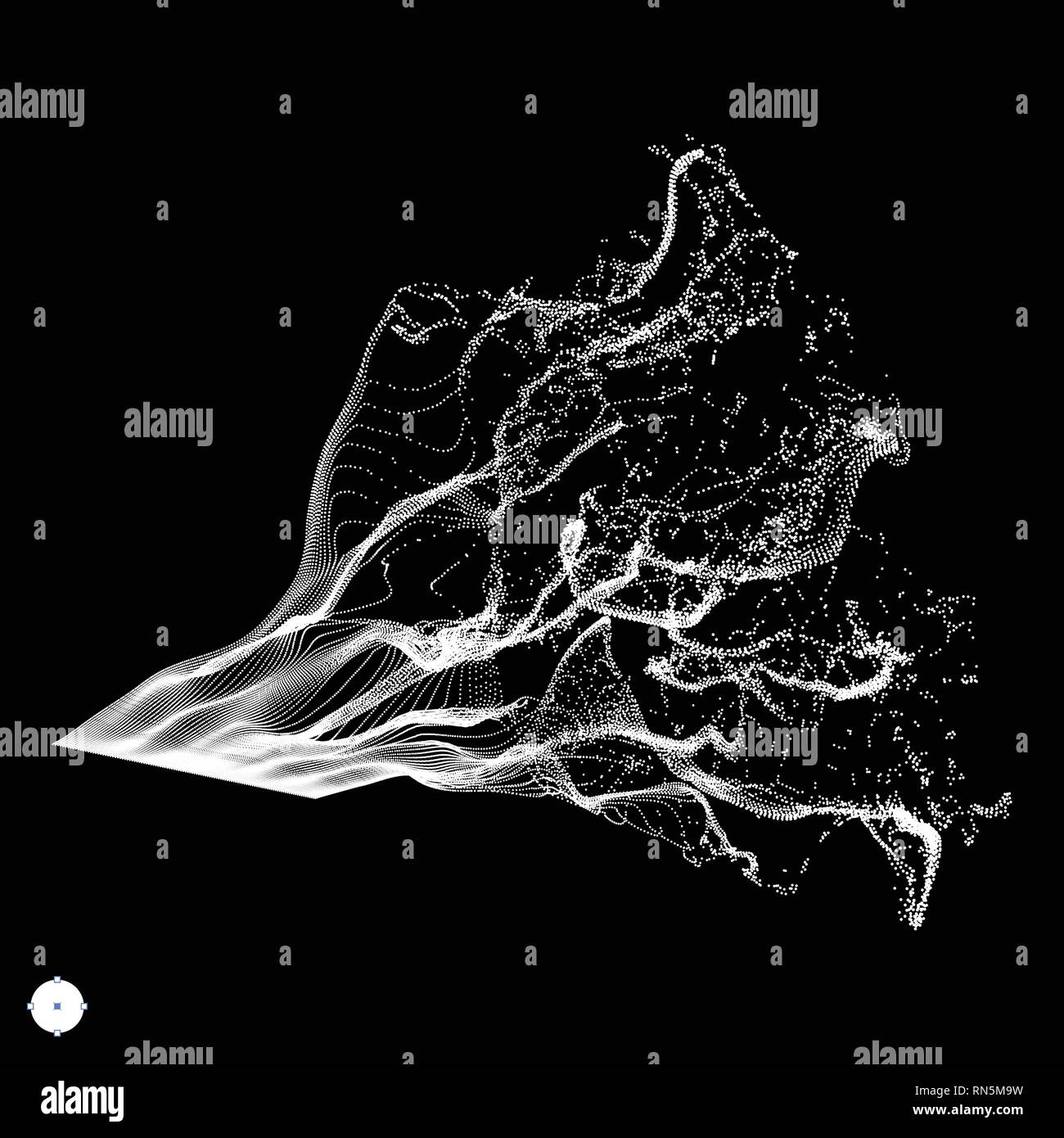 Array with Dynamic Emitted Particles. Water Splash Imitation. Abstract Background. Vector ...