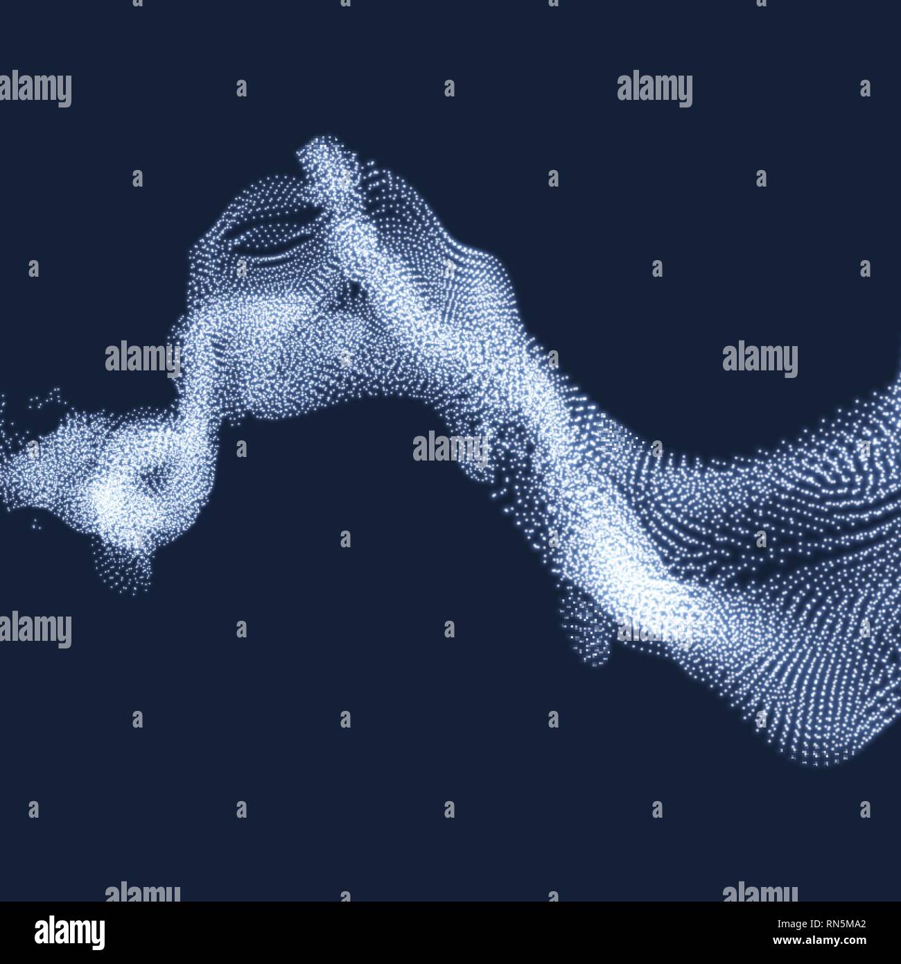 Array with Dynamic Particles. Wavy Background. Composition with Motion Effect. Abstract Vector ...