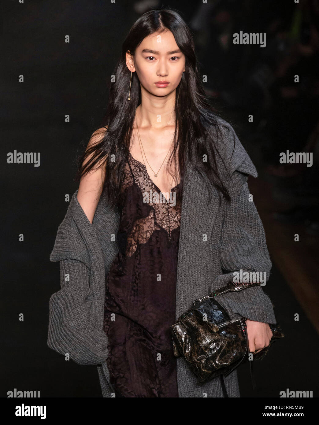 New York, New York - February 11, 2019: Ziwei Cao walks the runway at ...