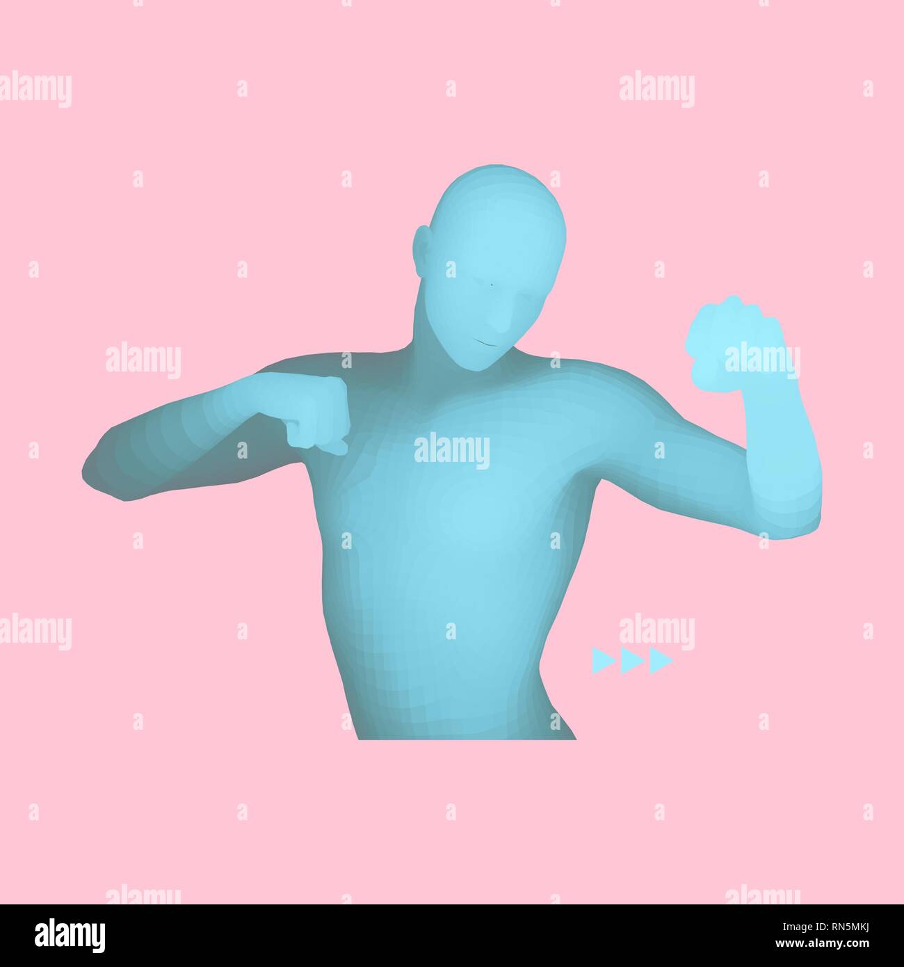 Boxer. 3D Model of Man. Human Body. Sport Symbol. Design Element ...