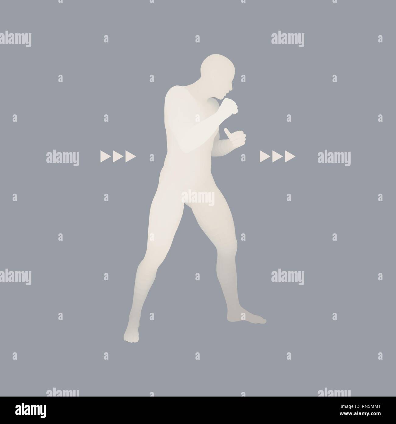 Boxer. 3D Model of Man. Human Body. Sport Symbol. Design Element ...