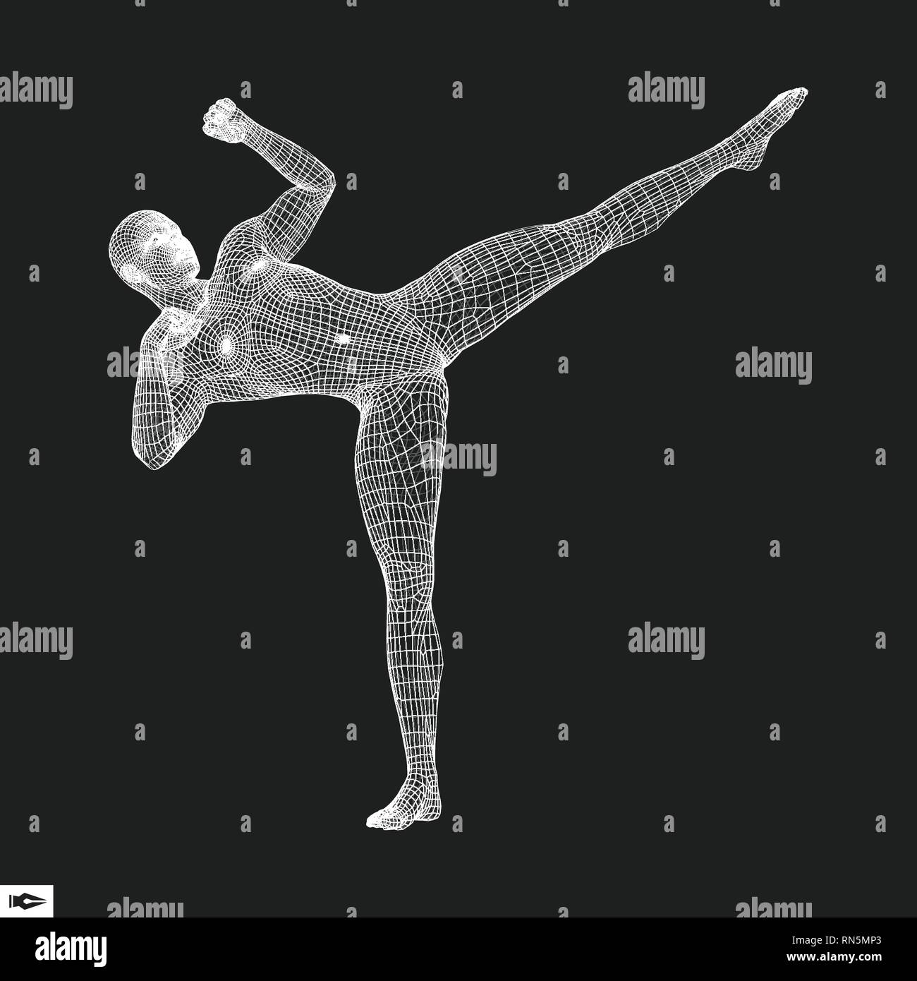 Fighter. 3D Model of Man. Human Body. Sport Symbol. Design Element ...