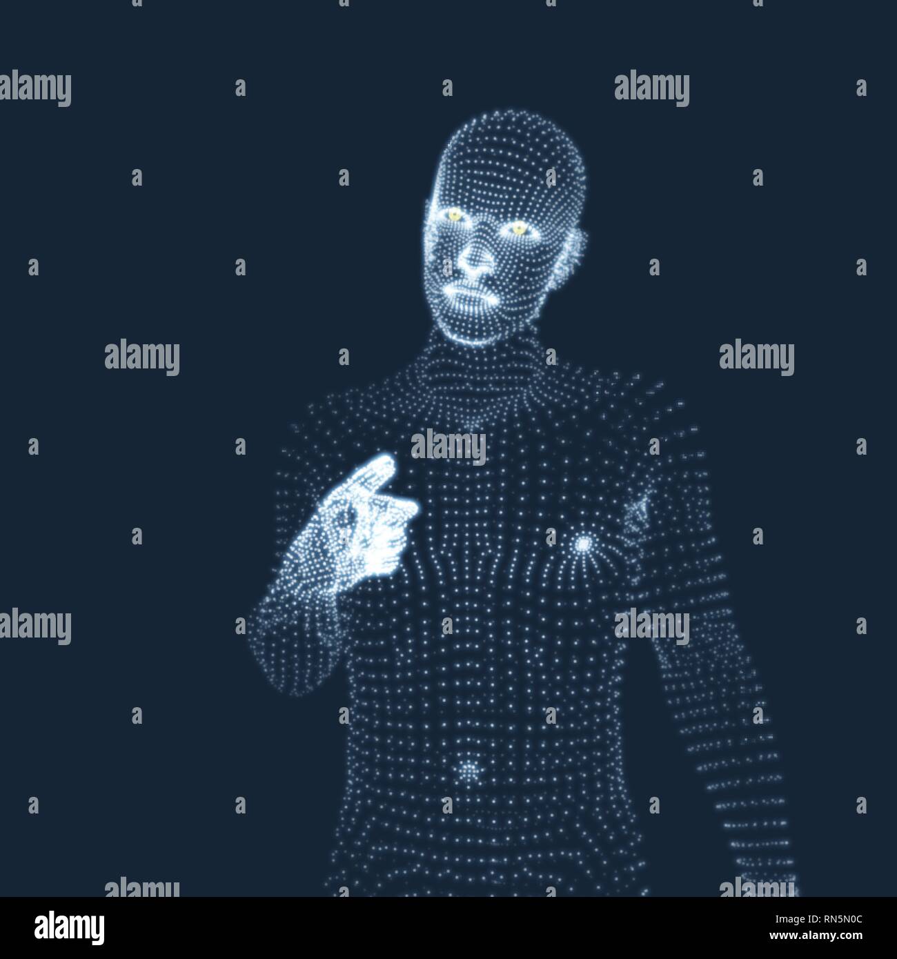 Man Pointing his Finger. 3D Model of Man. Geometric Design. Vector ...