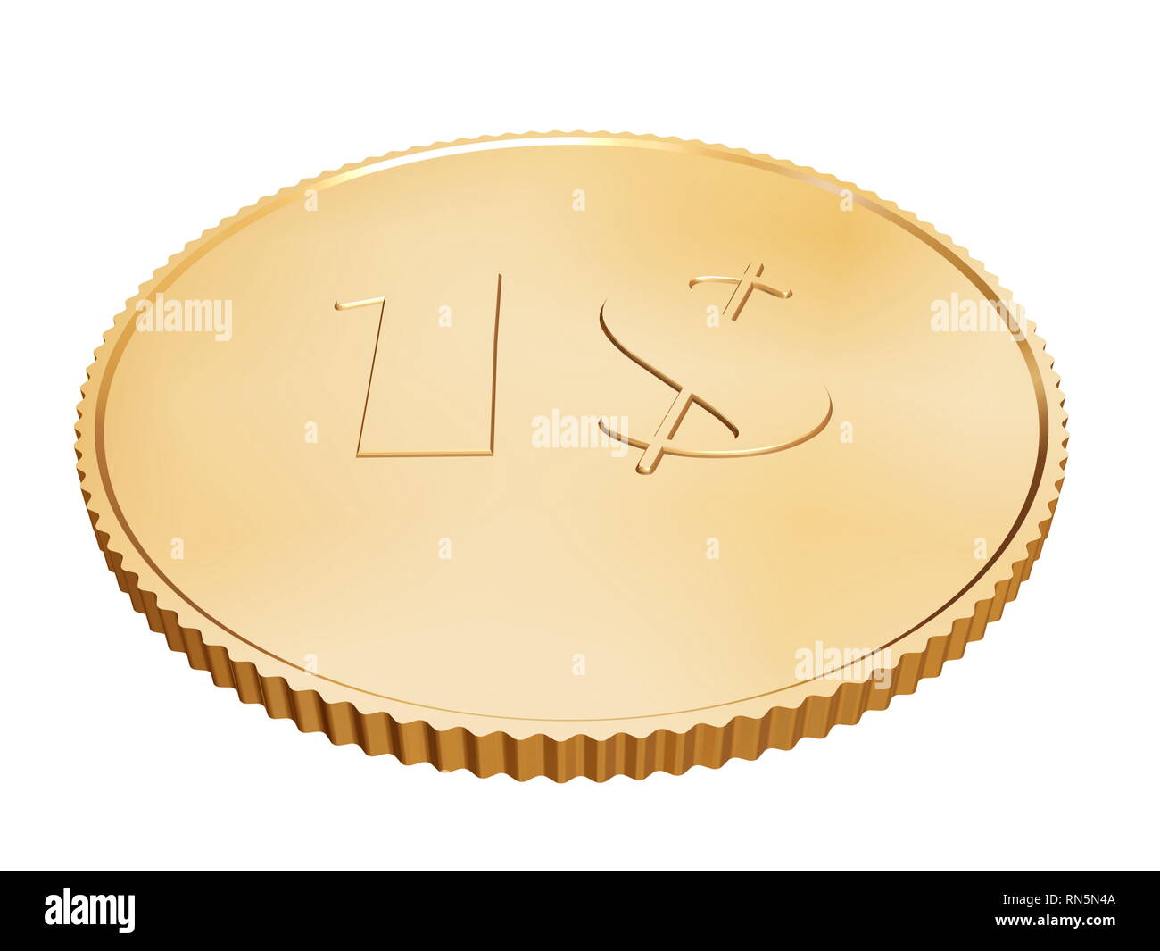 gold 1$ coin on white background Stock Photo - Alamy