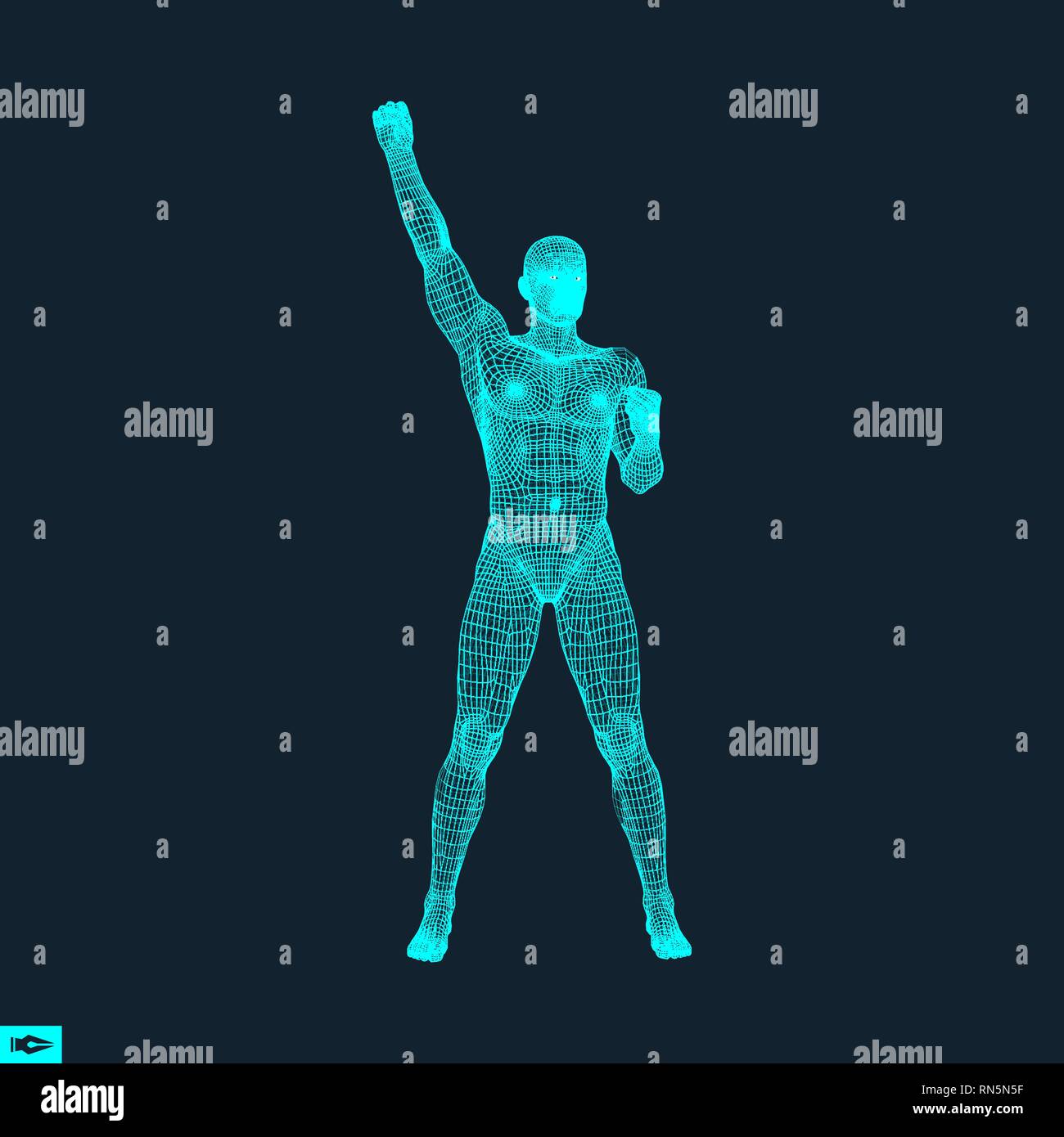 3D Model of Man. Polygonal Design. Geometric Design. Business, Science ...