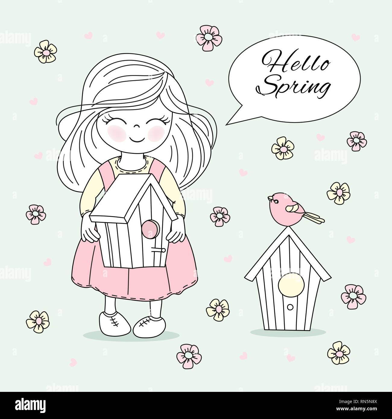 SPRING TIME Bloom Nature Season Cartoon Vector Illustration Set for ...