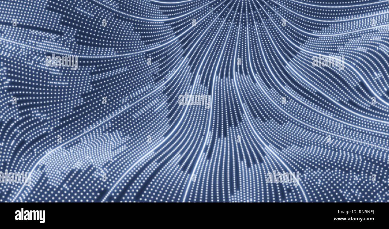 Array with Dynamic Particles. 3d Futuristic technology style. Abstract Background. Texture ...