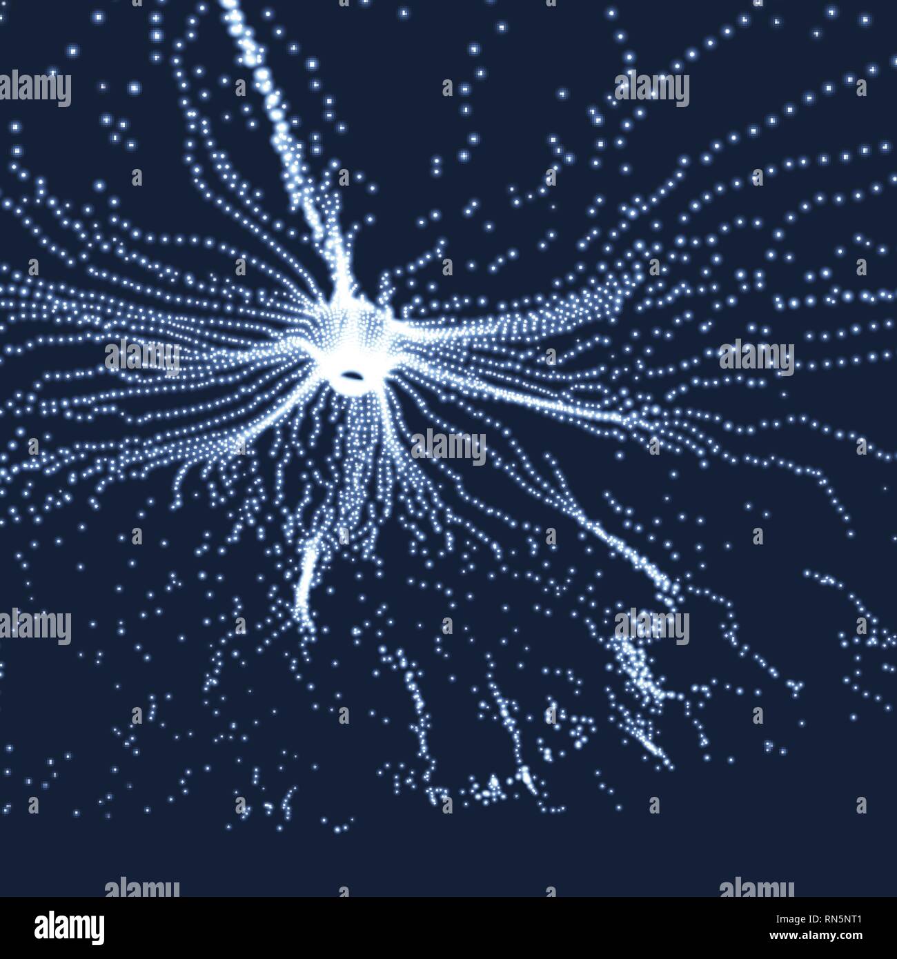 Array with Dynamic Particles. 3D Technology Style. Abstract Background ...
