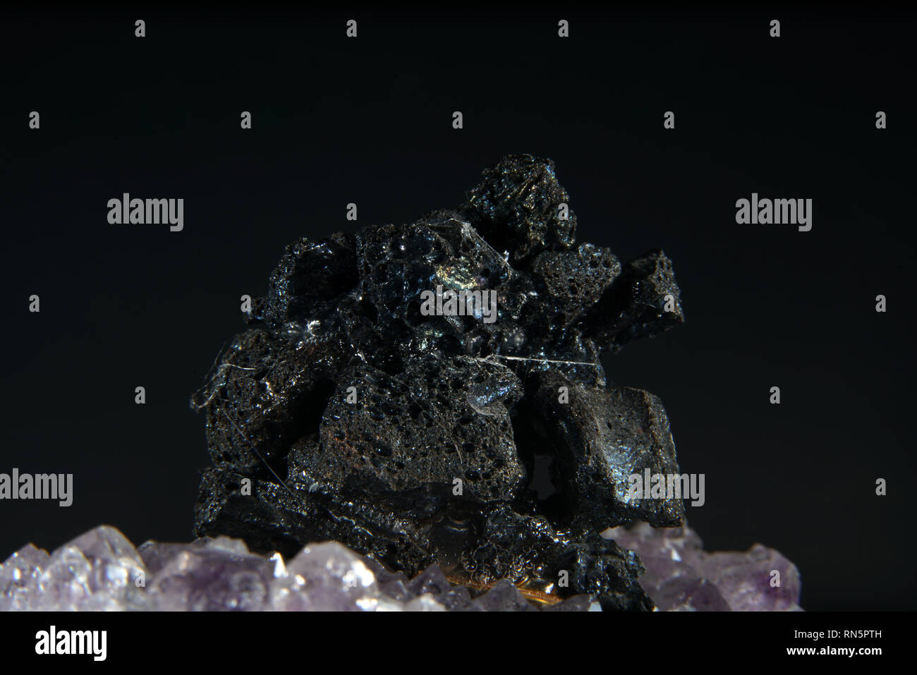 Frozen lava in the studio in front of black background photographed in ...