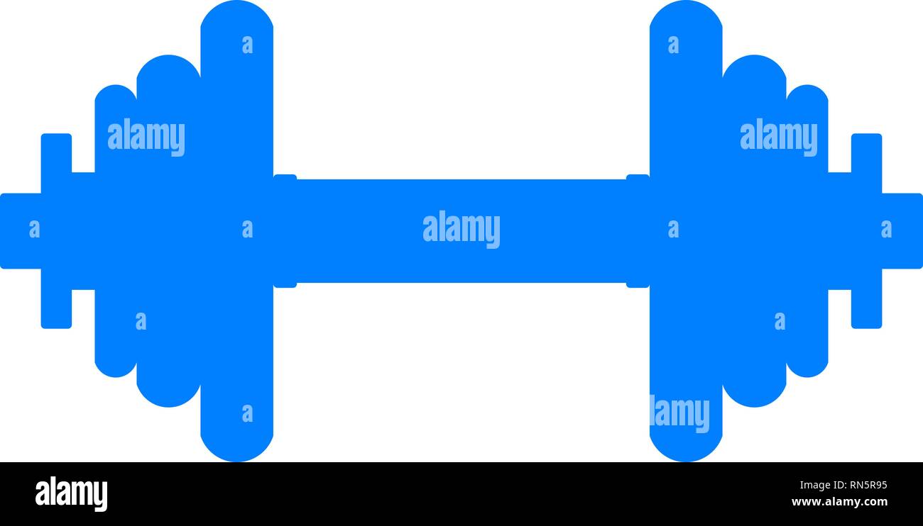 Weights symbol icon - blue realistic dumbbell silhouette, isolated ...